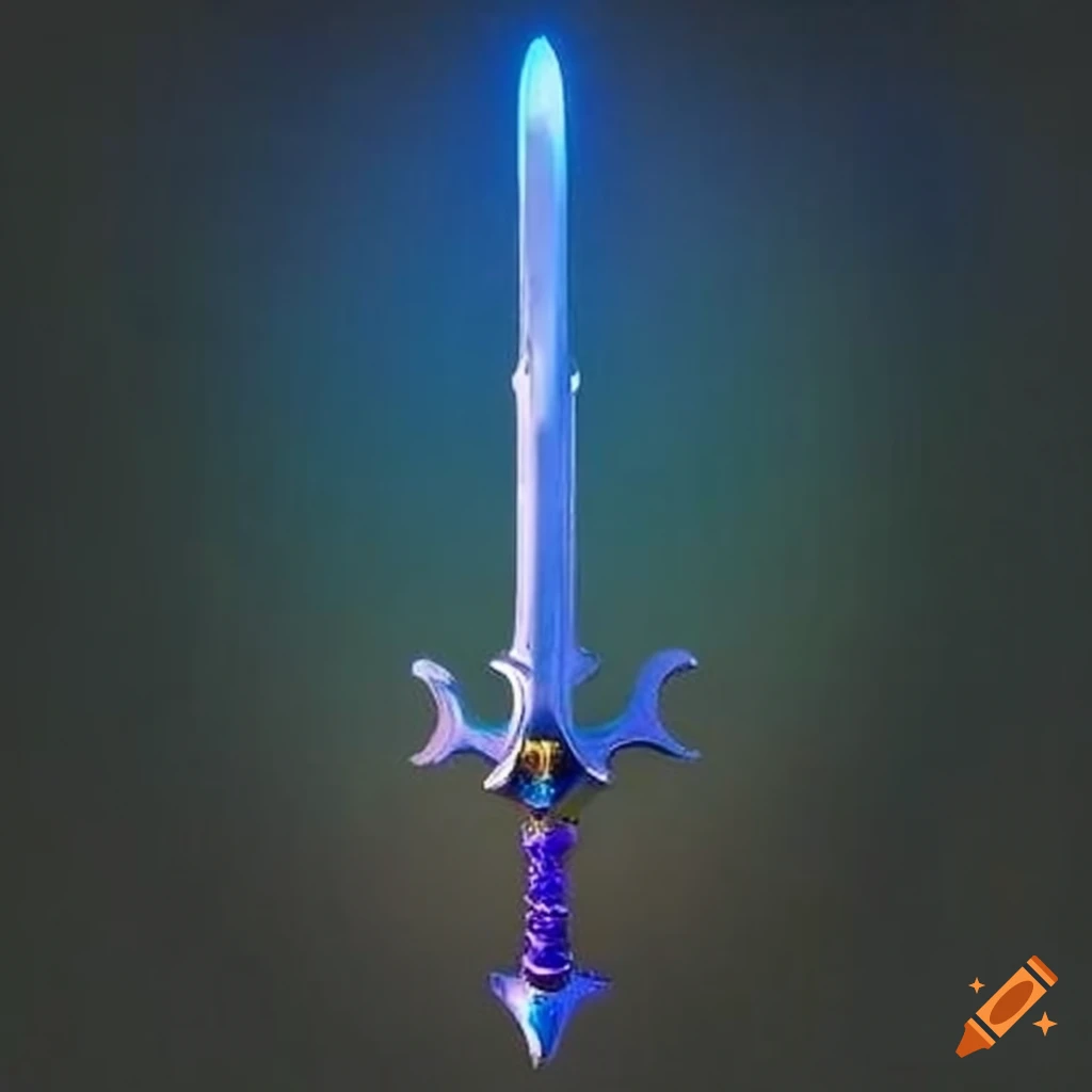 Intricate master sword with a magical curve on Craiyon