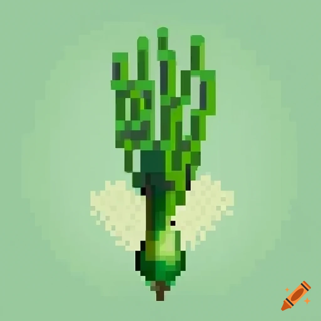 Pixel art of a spring onion on Craiyon