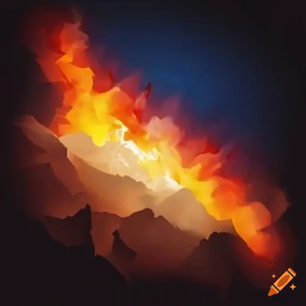 Mountain cracked by a hammer and exploding on Craiyon