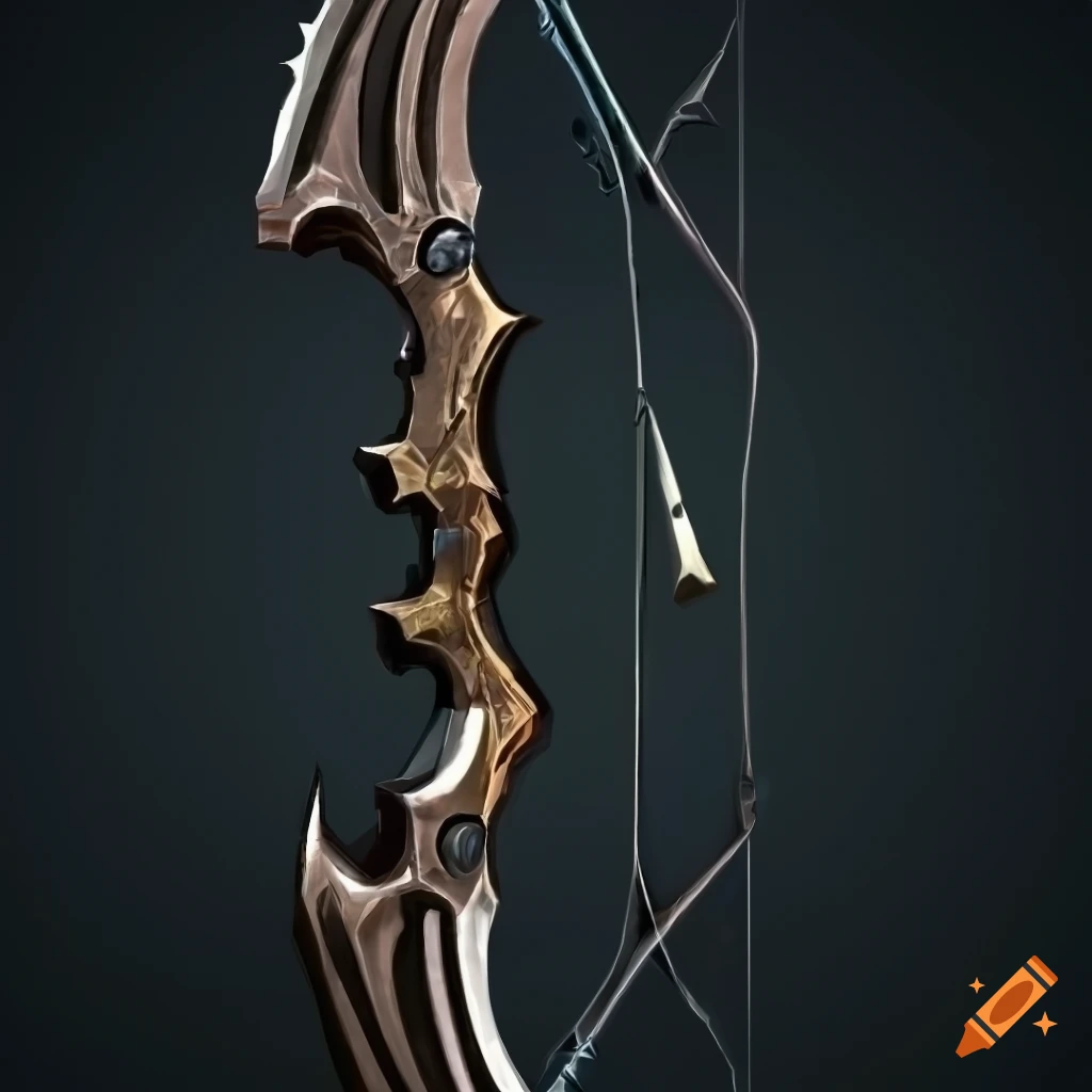 Futuristic metal bow in a fantasy setting on Craiyon