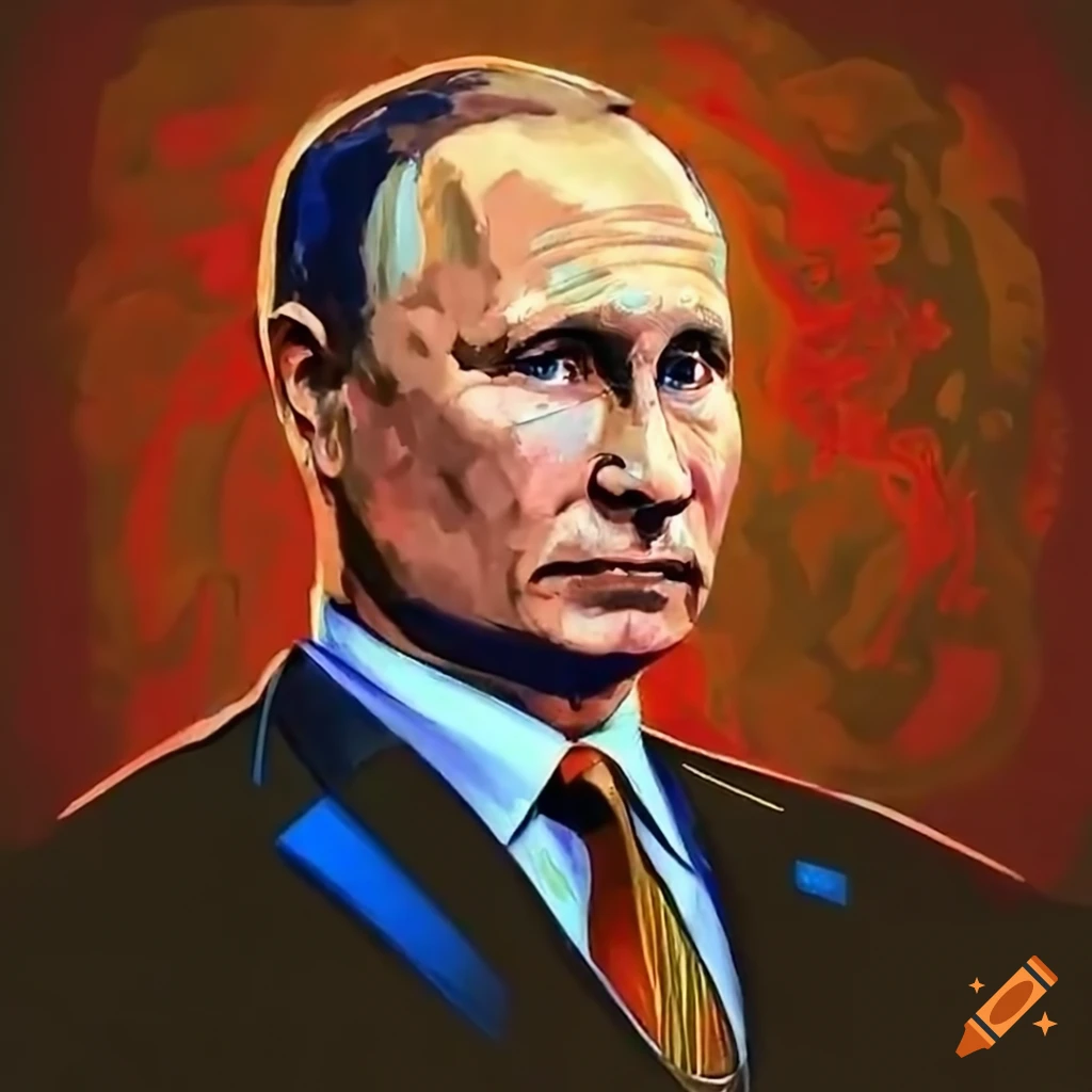 Portrait of president putin surrounded by traditional soviet decor on ...