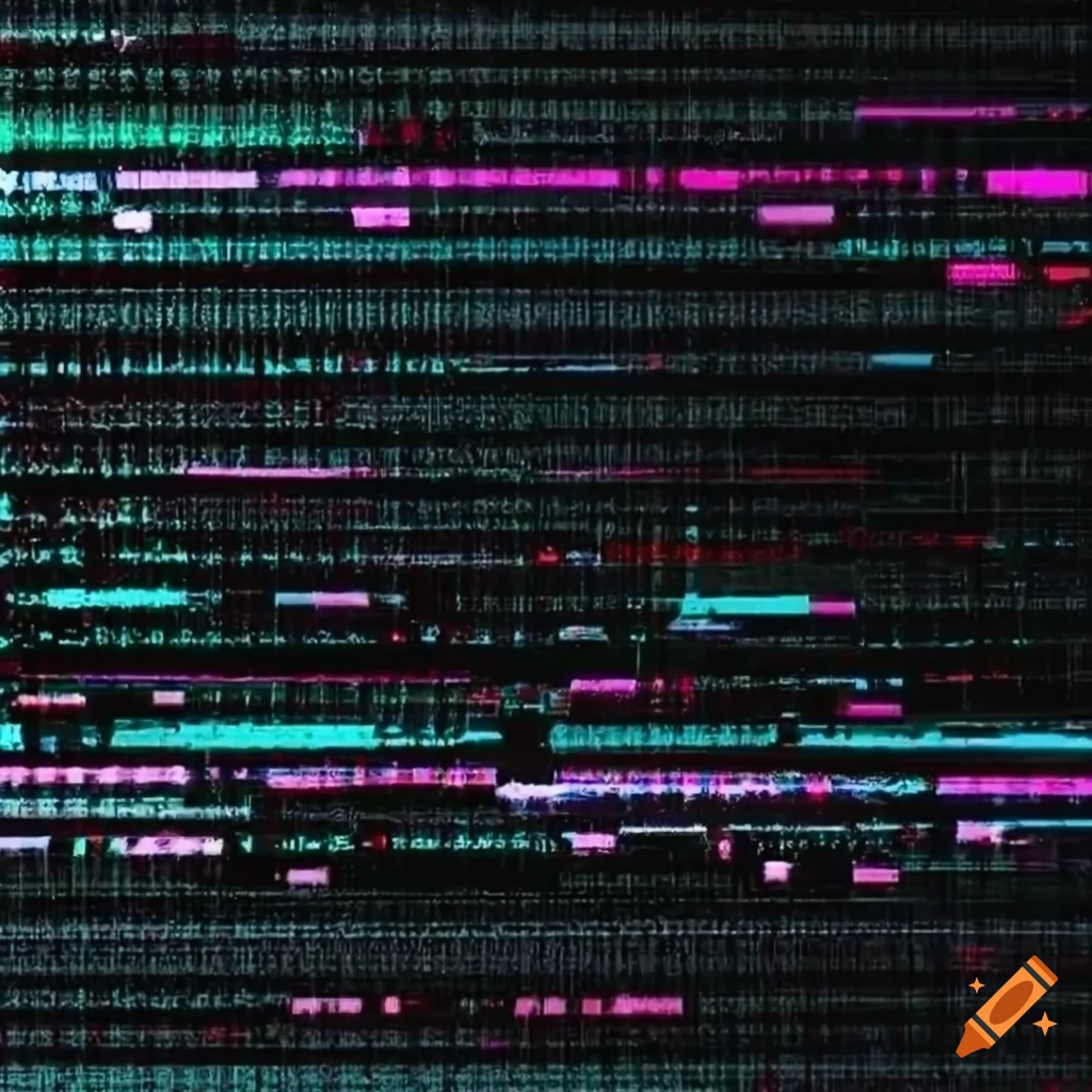 Glitch computer screen code on black background on Craiyon
