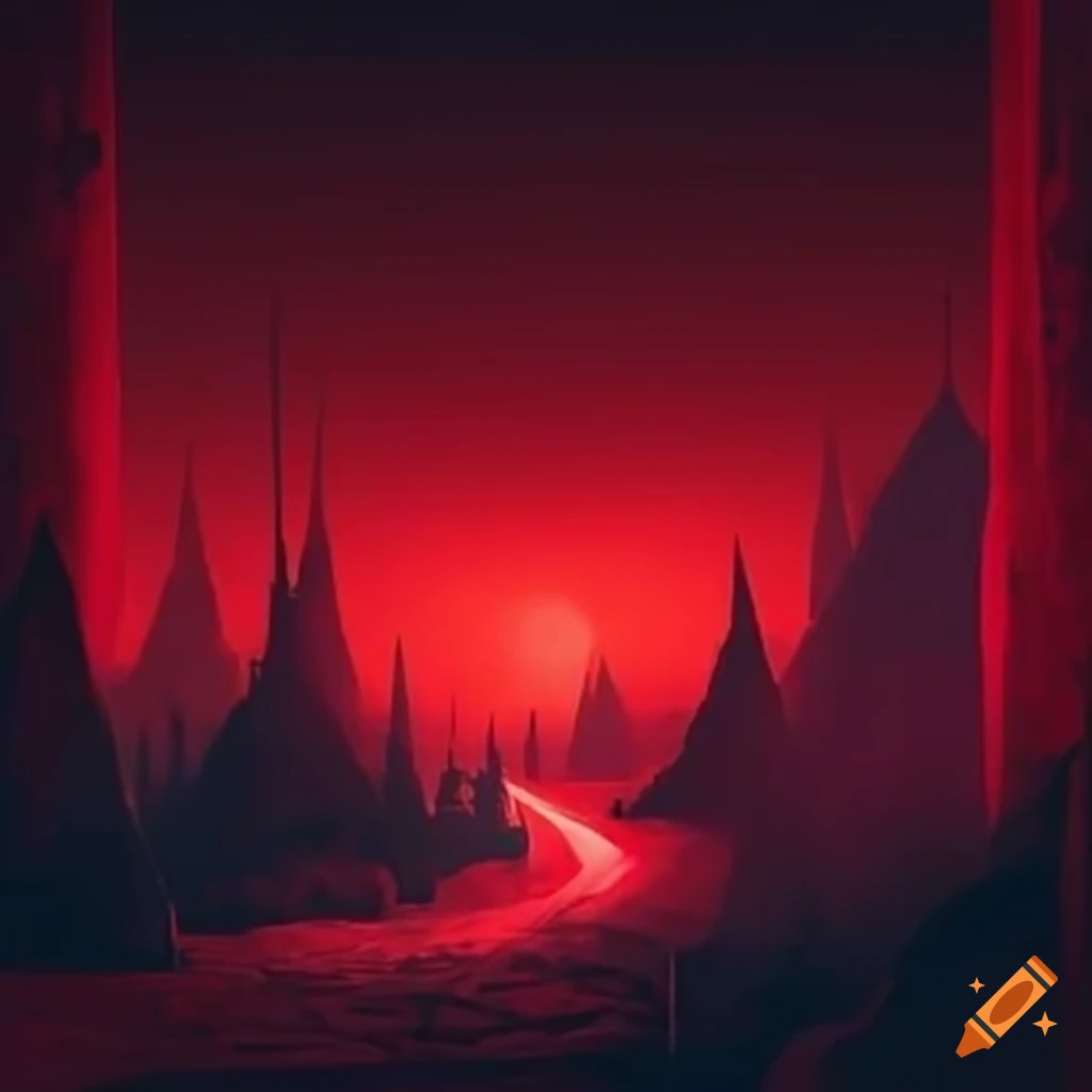 Red night sky abstract art on Craiyon