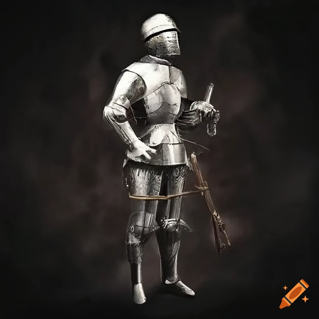 Medieval european knight in full plate armor with a two-handed sword on Craiyon