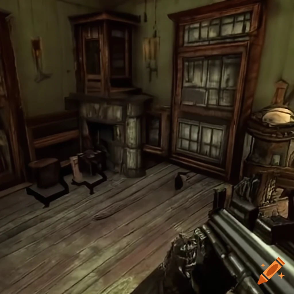 Isometric corsican house in resident evil style ps1 game on Craiyon