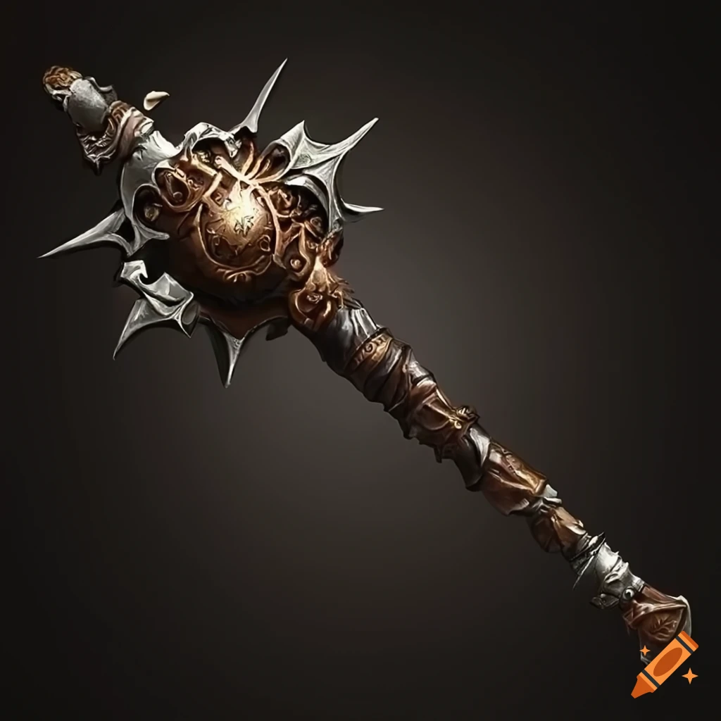 Ornate one-handed battle mace for fantasy rpg games on Craiyon