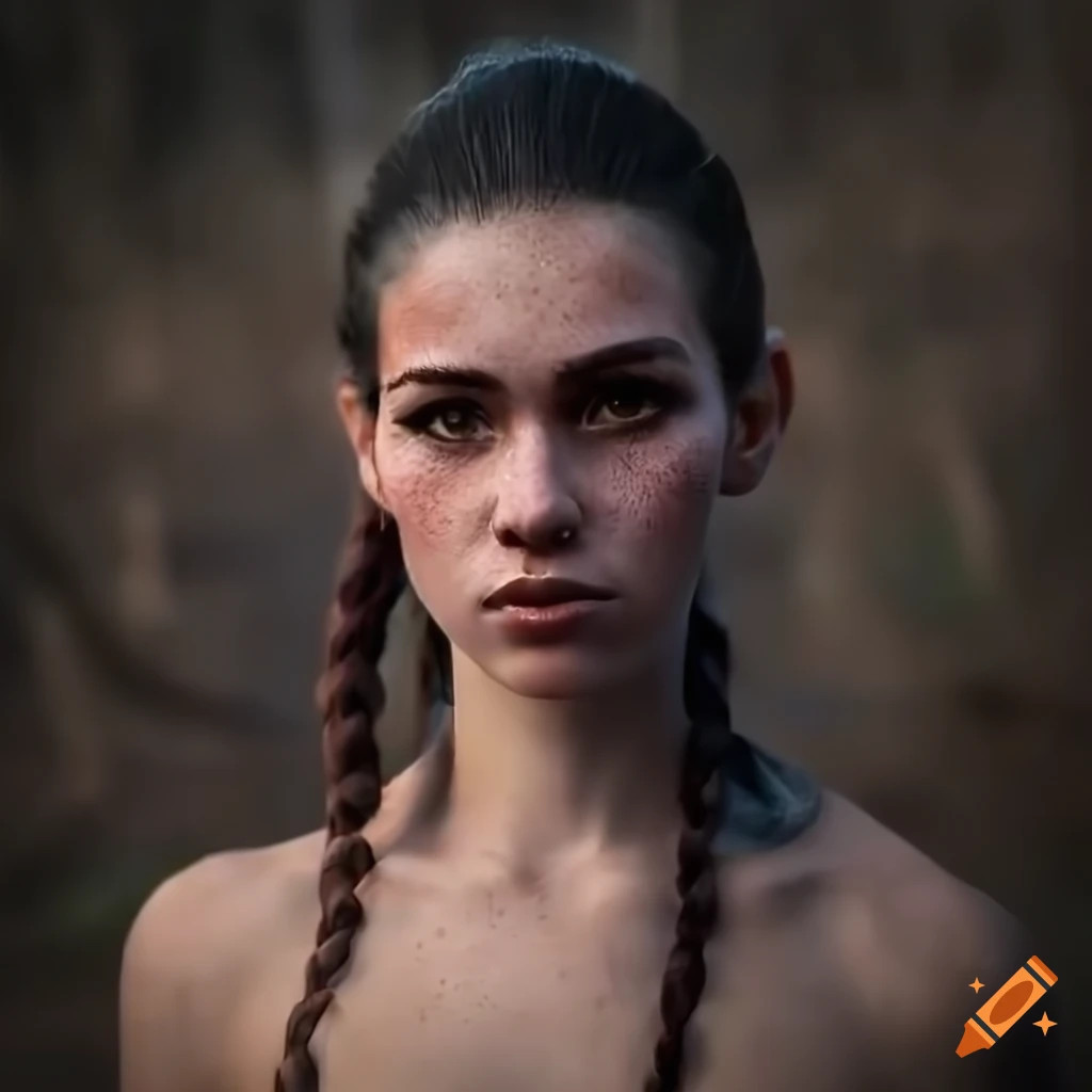 Portrait of a warrior woman with striking features on Craiyon