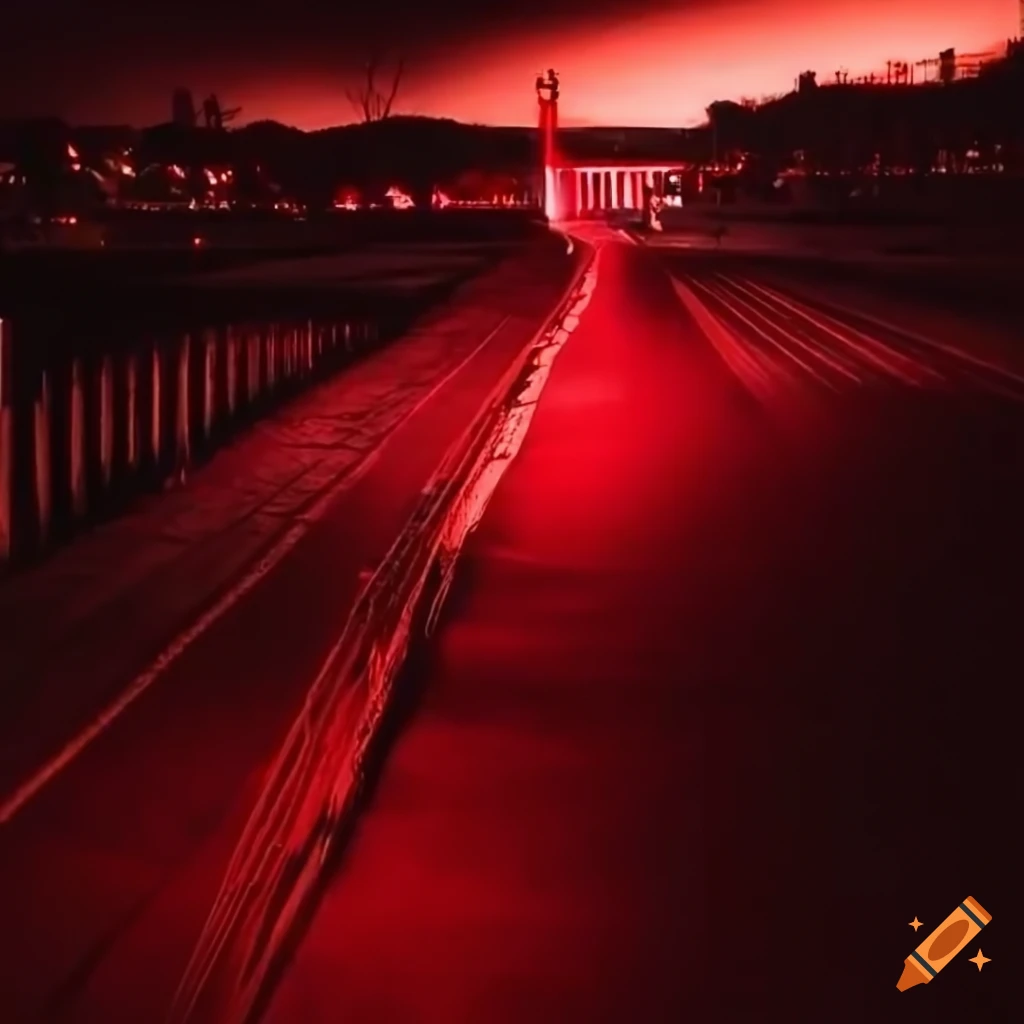 Red night scenery on Craiyon