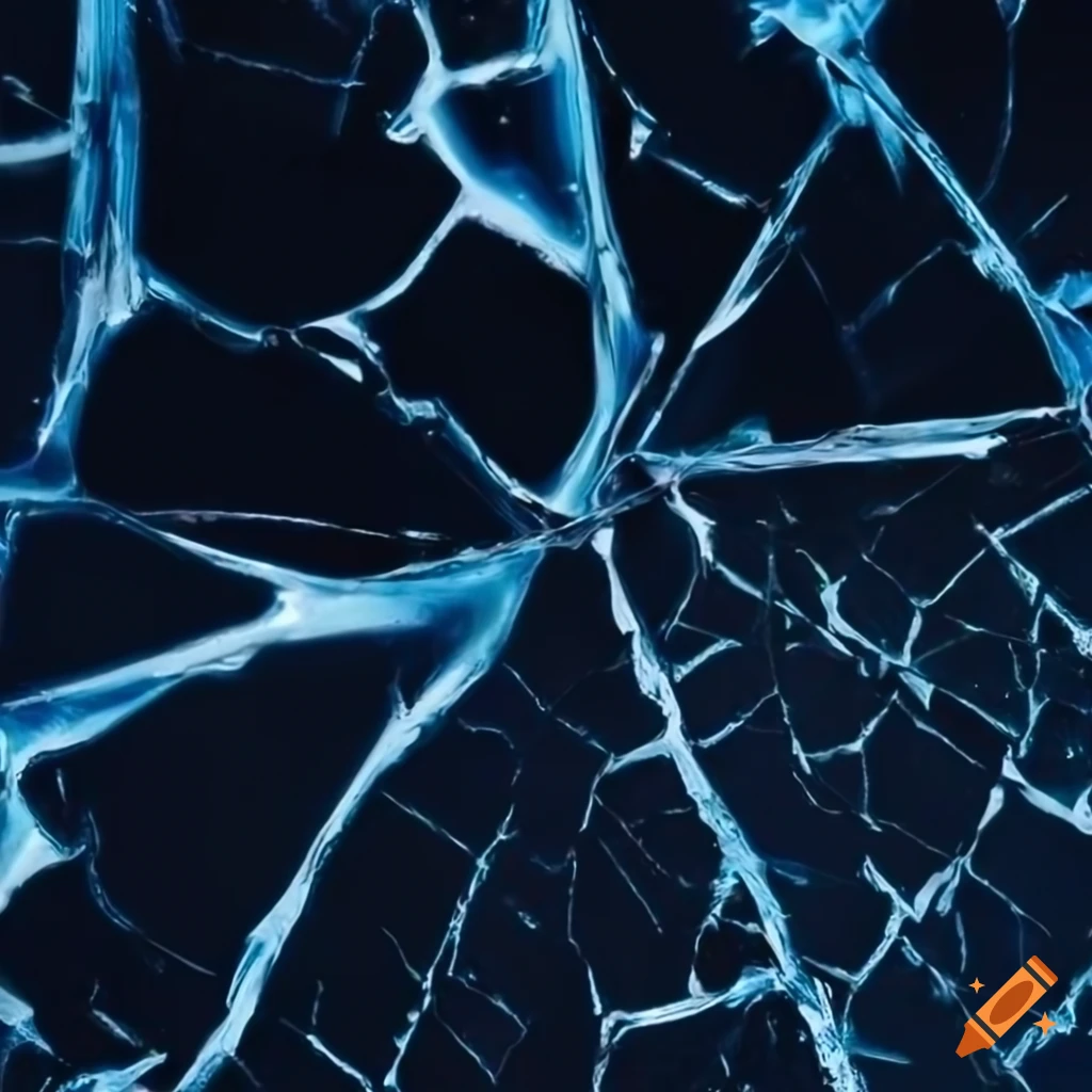 Dark blue cracked glass with an eerie vibe on Craiyon
