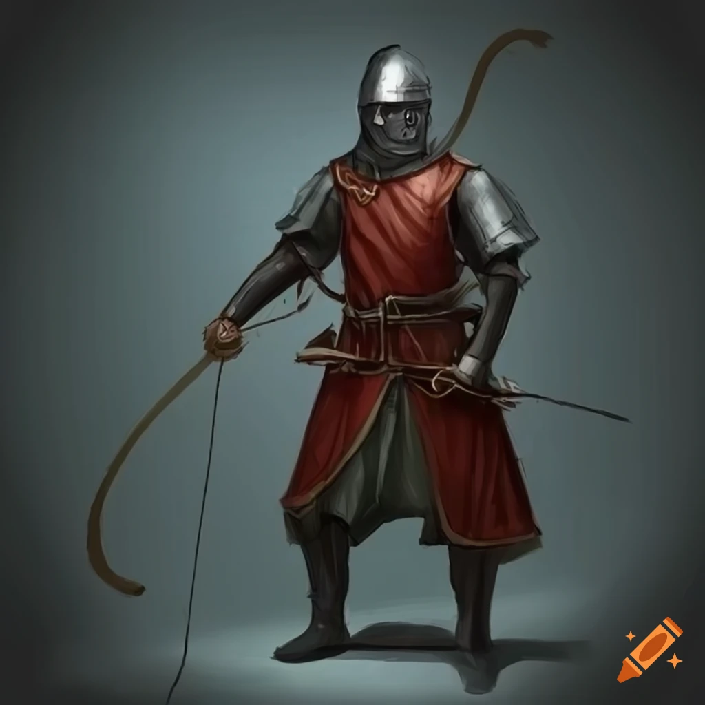 Game concept art of a medieval longbowman on Craiyon