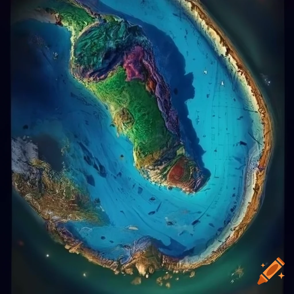 Detailed and vibrant representation of a fictional nation's topography ...