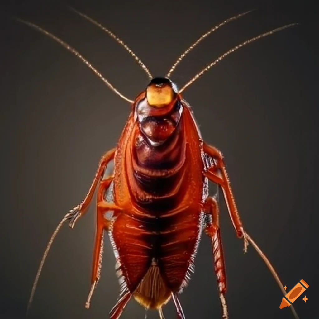 Cockroach standing proudly in a red jacket on Craiyon