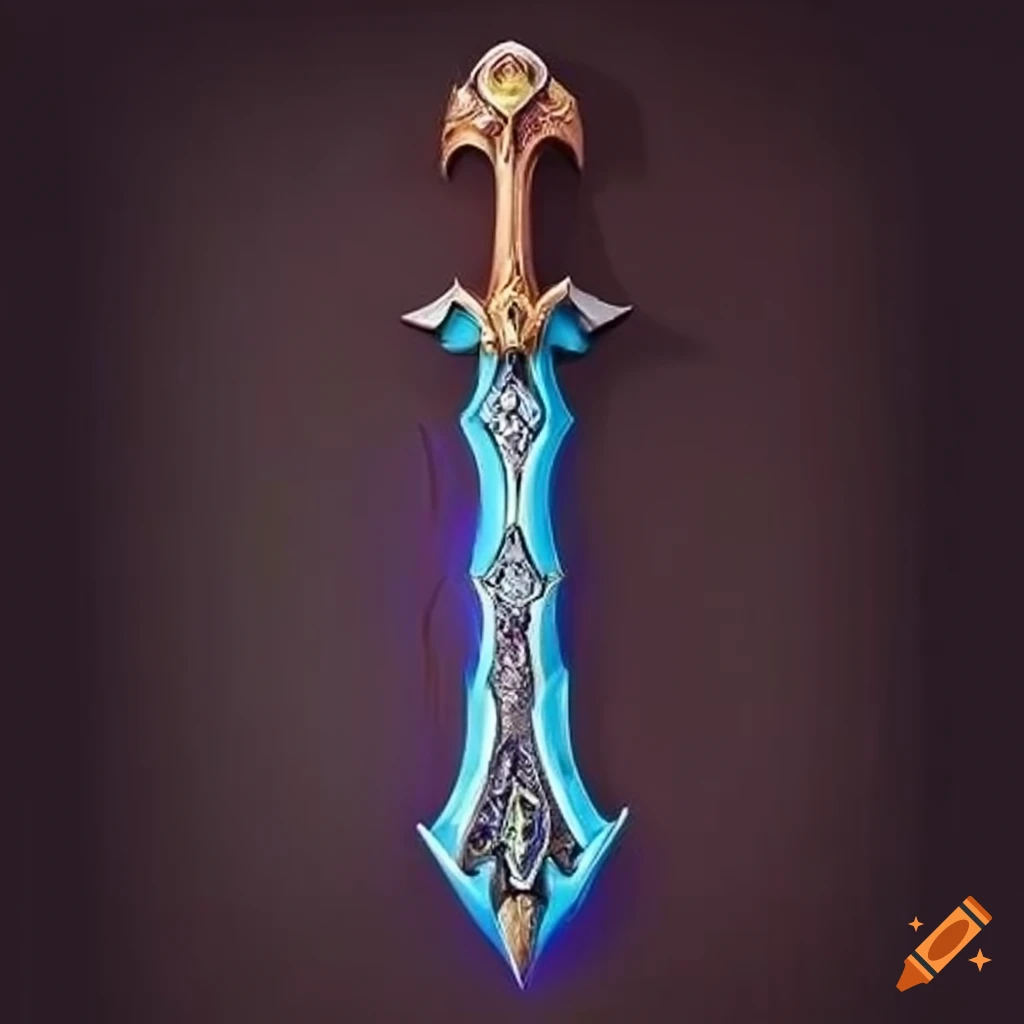 Magic intricate curved master sword on Craiyon