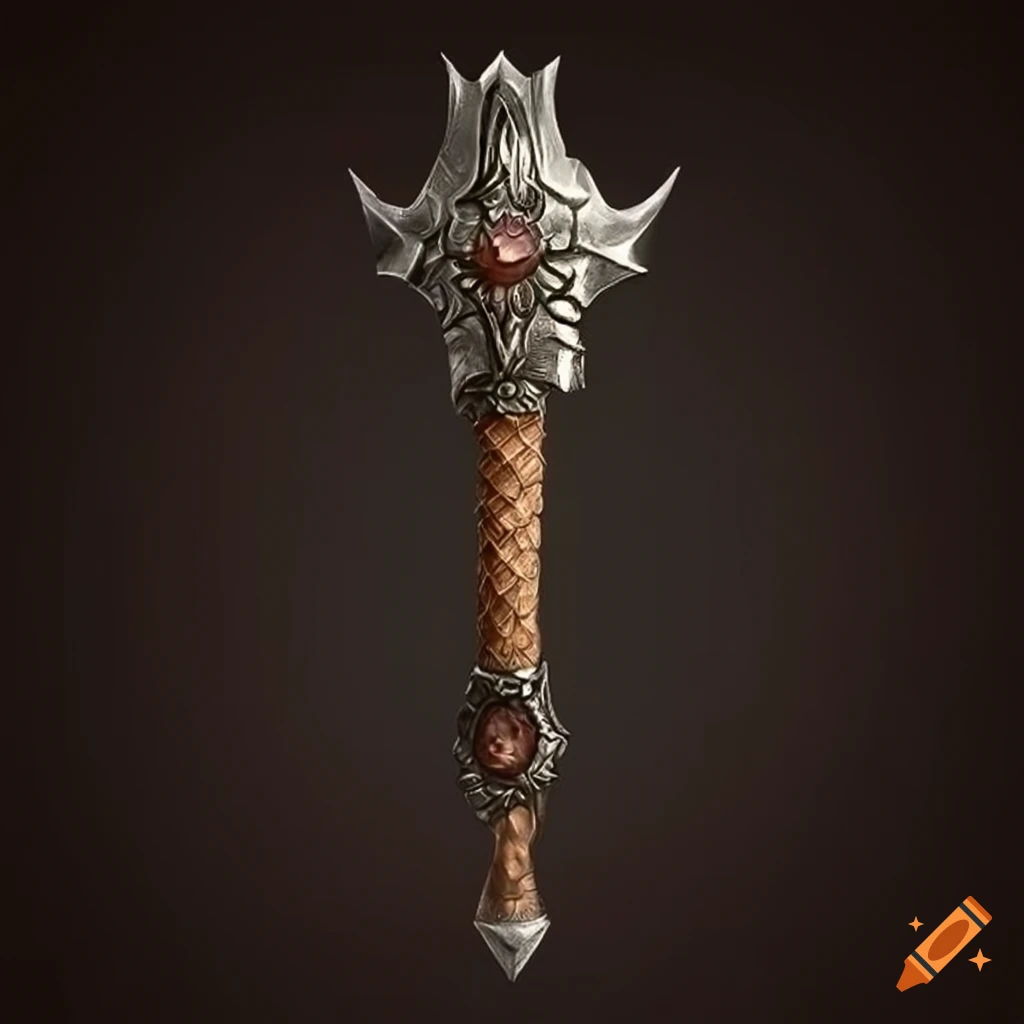 Ornate one-handed battle mace for fantasy rpg games on Craiyon