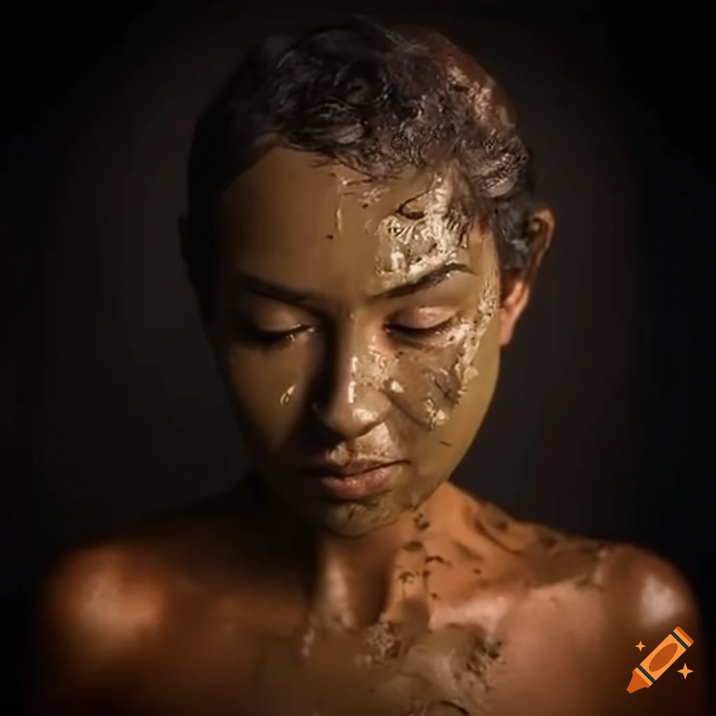 Immersing in mud for skincare benefits on Craiyon