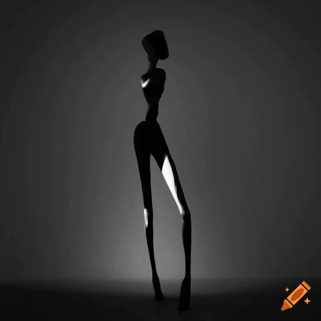 Surrealist shadow entity exuding foreboding energy in black and white on Craiyon