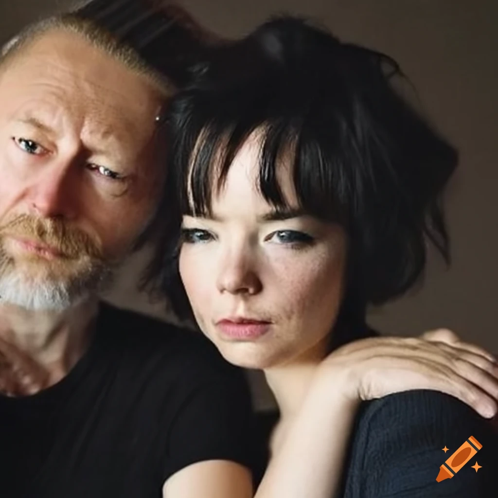 Thom yorke and bjork fan photo together on Craiyon