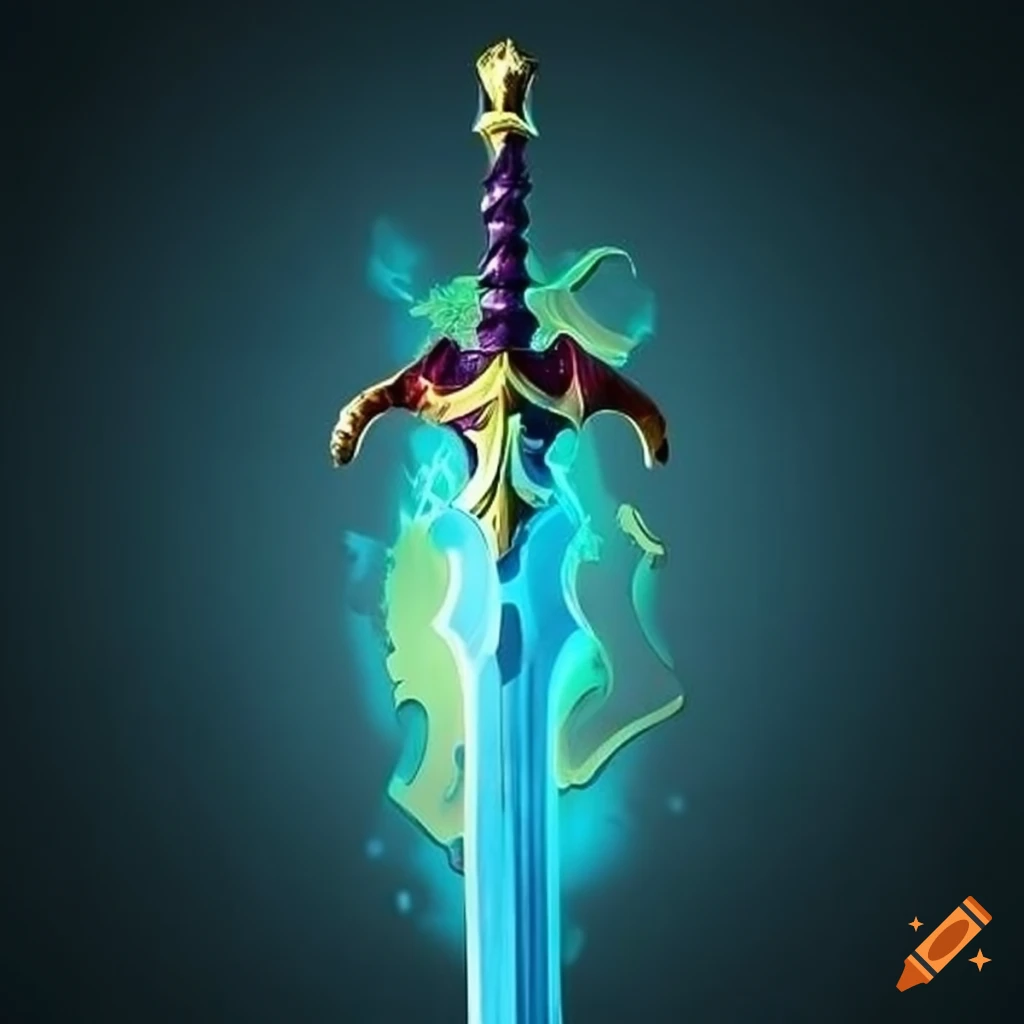 Magic intricate curved master sword on Craiyon