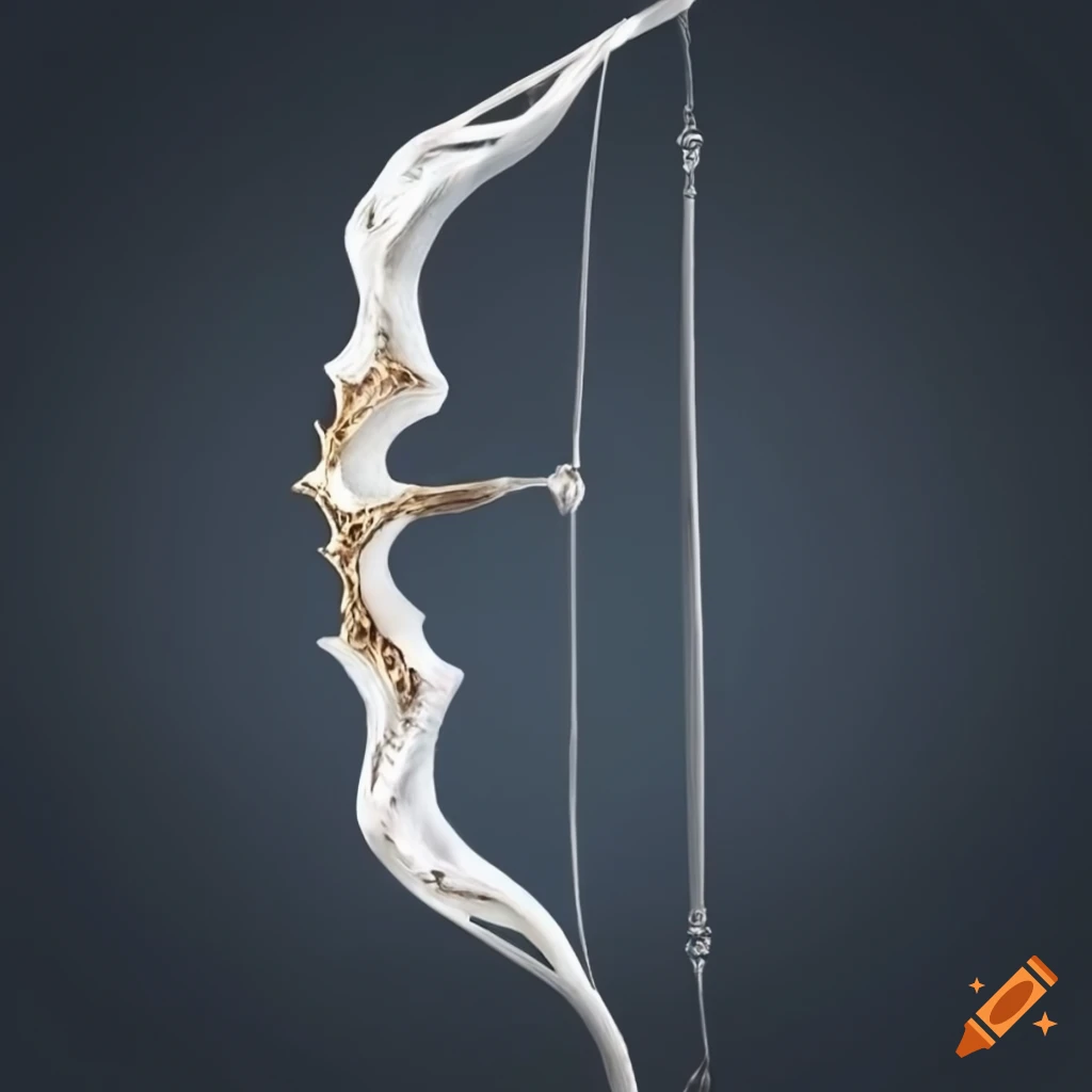 Legendary white longbow made of magical twisted crystal branches on Craiyon