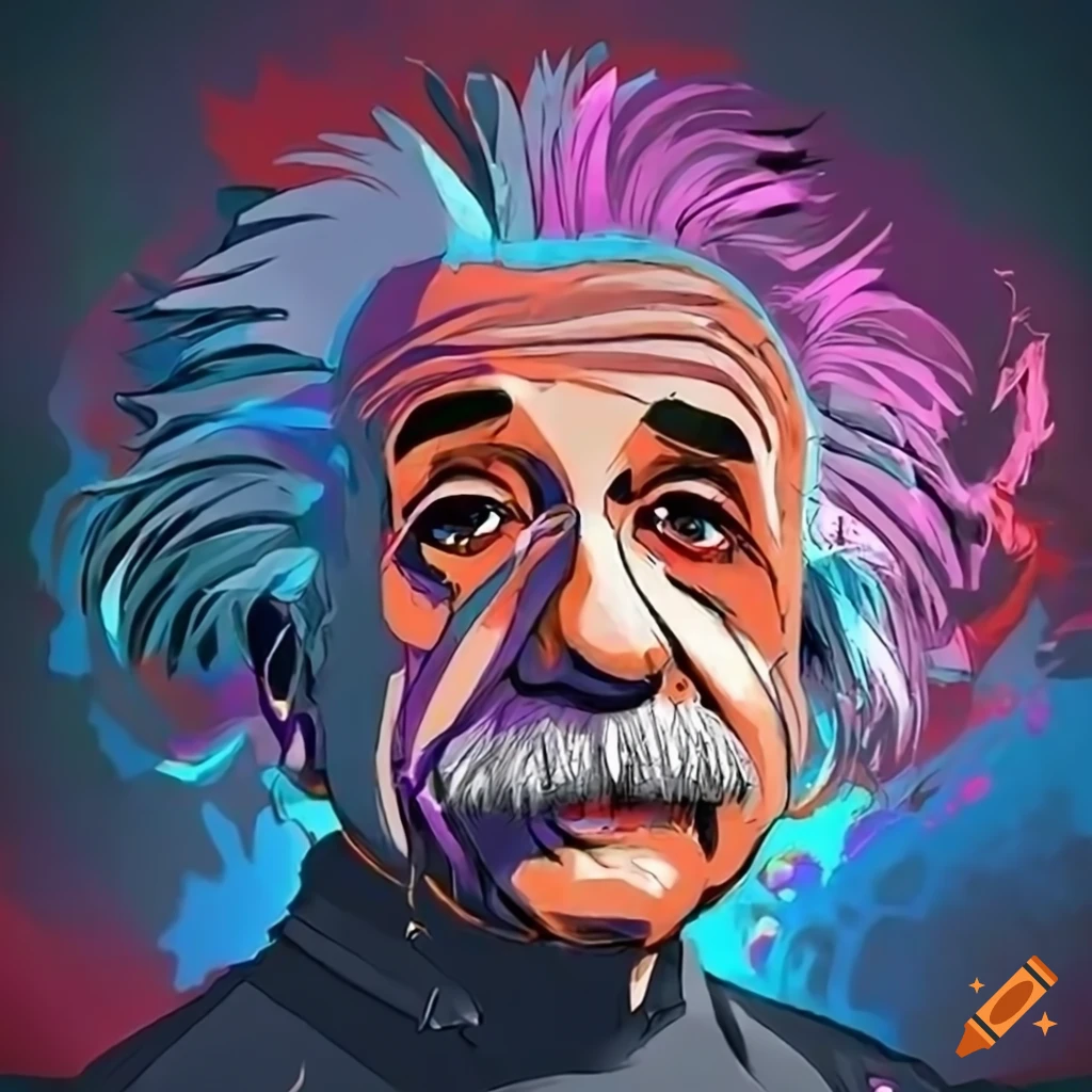 Anime art featuring Albert Einstein and the theory of relativity on Craiyon