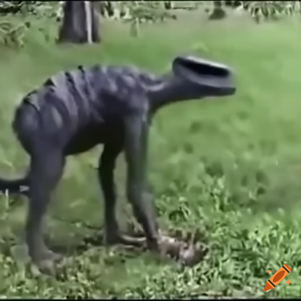 Distant skinny bipedal creature captured on CCTV trail camera on Craiyon