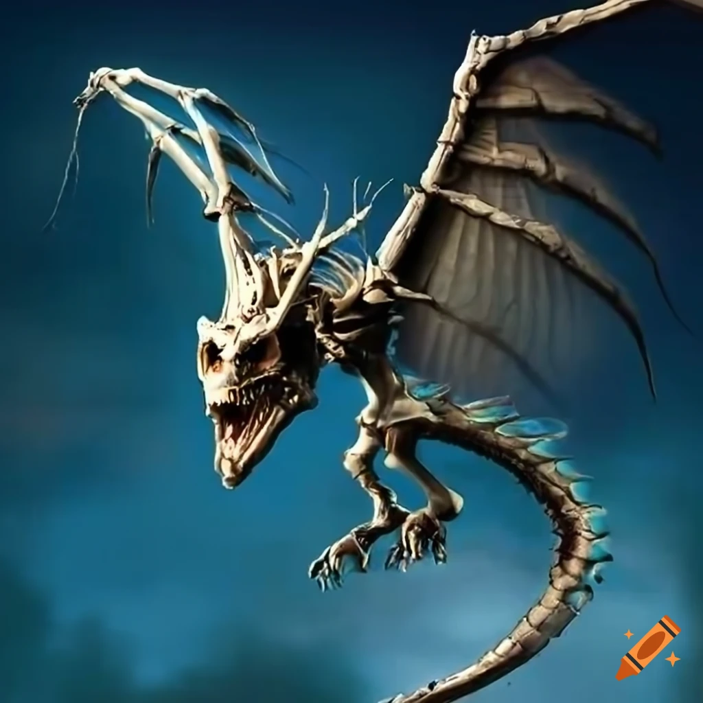 Skeleton dragon flying on Craiyon