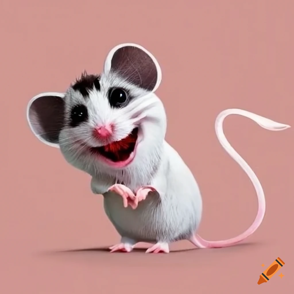 White mouse laughing on Craiyon