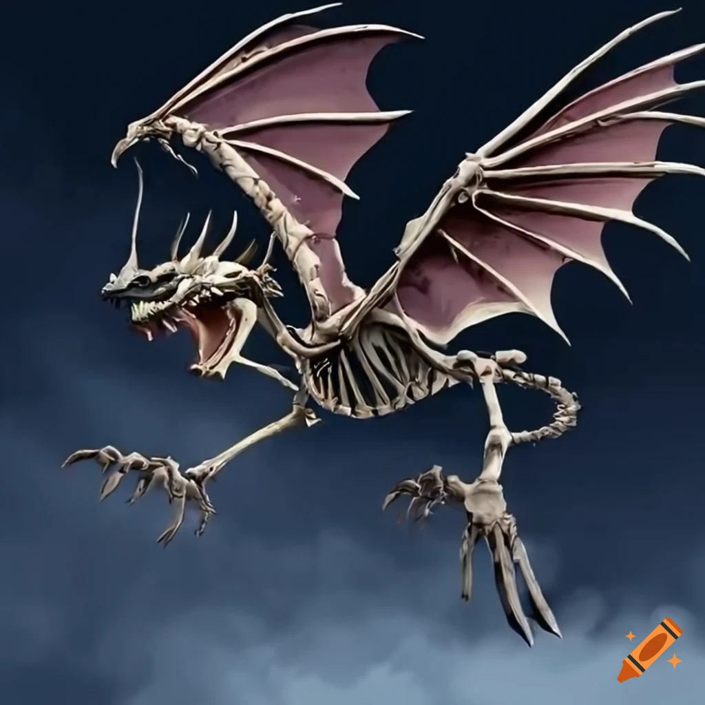 Skeleton dragon flying on Craiyon
