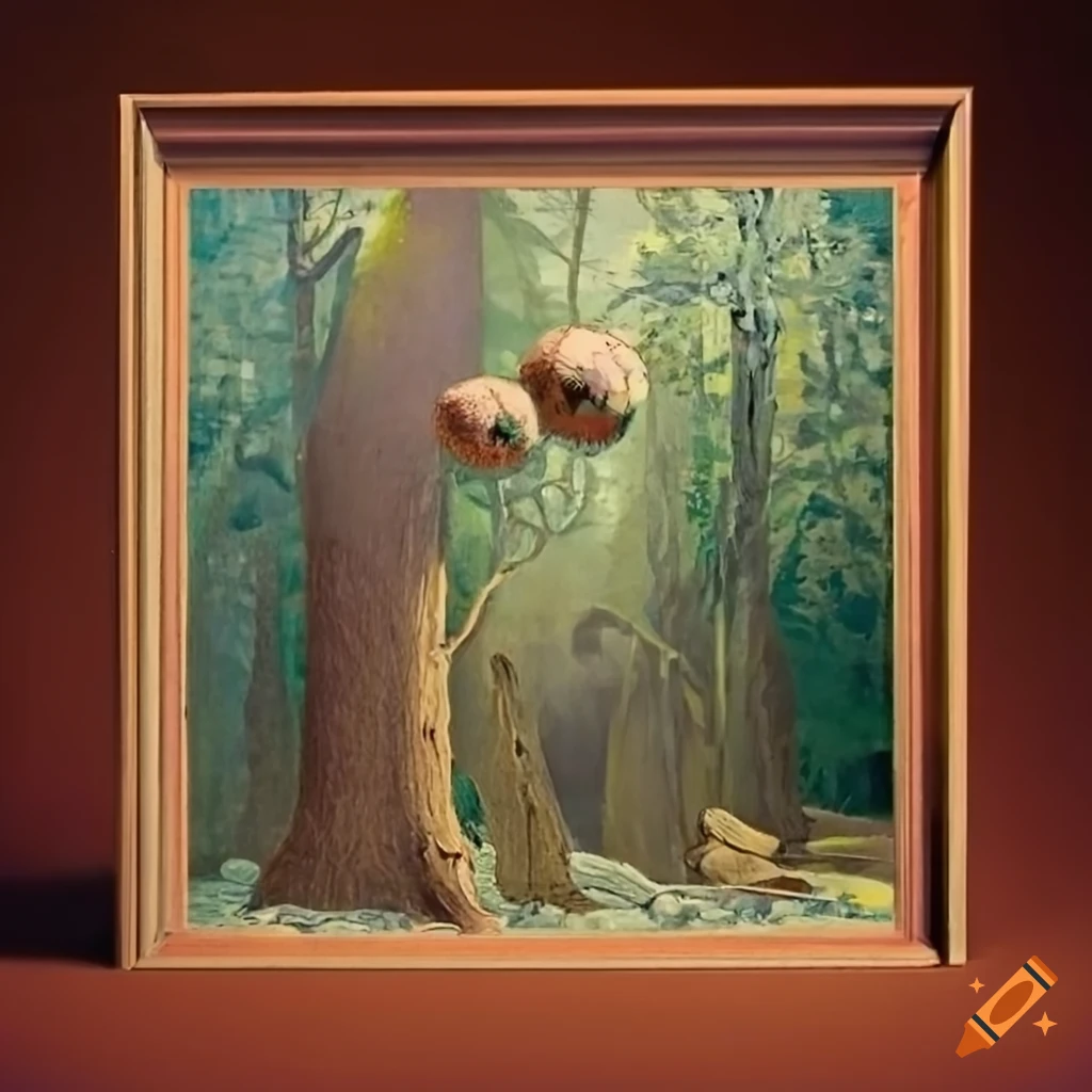 Joseph Cornell diorama inspired by Salish motifs and designs with diverse wildlife and flora on ...