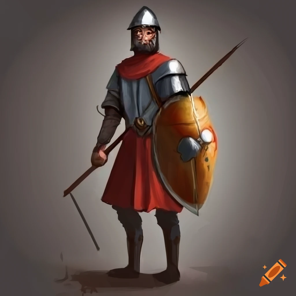 Medieval pikeman in game concept art on Craiyon