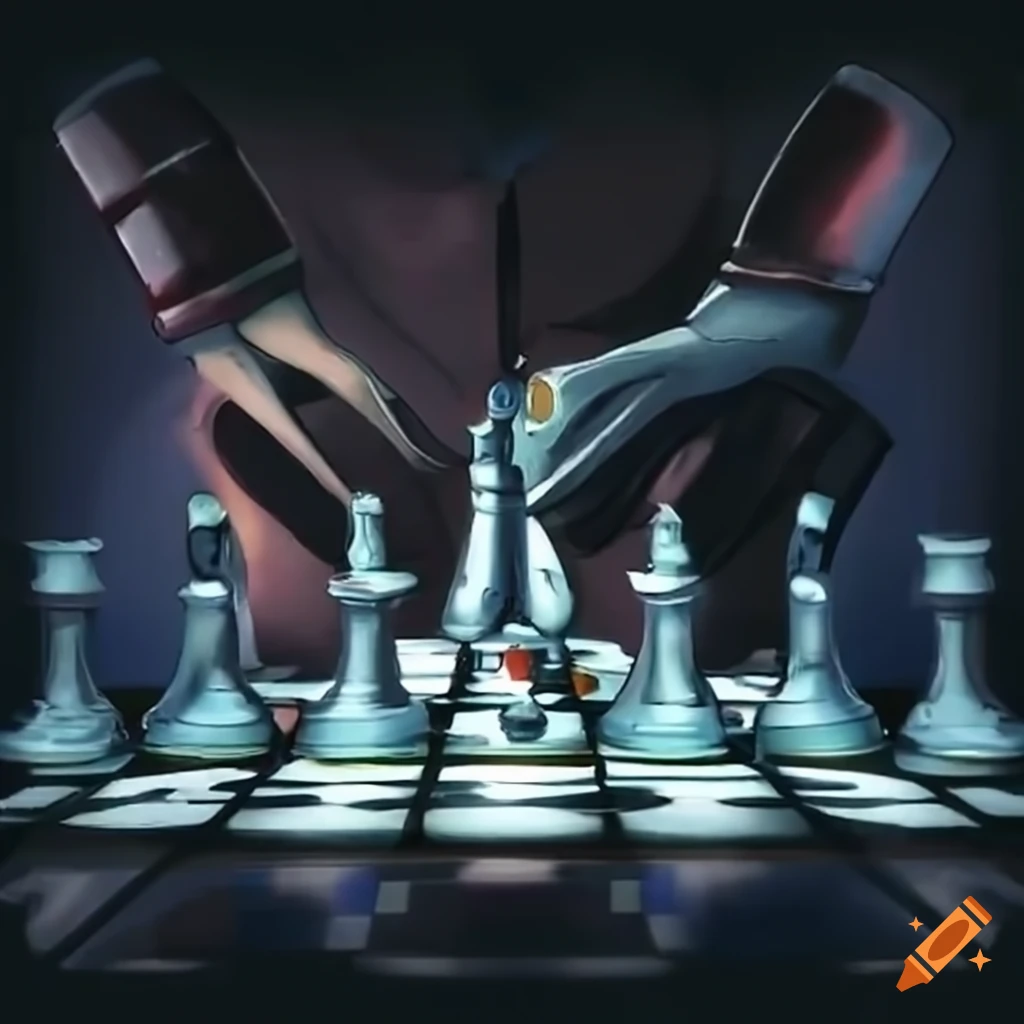 Shiny robots playing chess on Craiyon