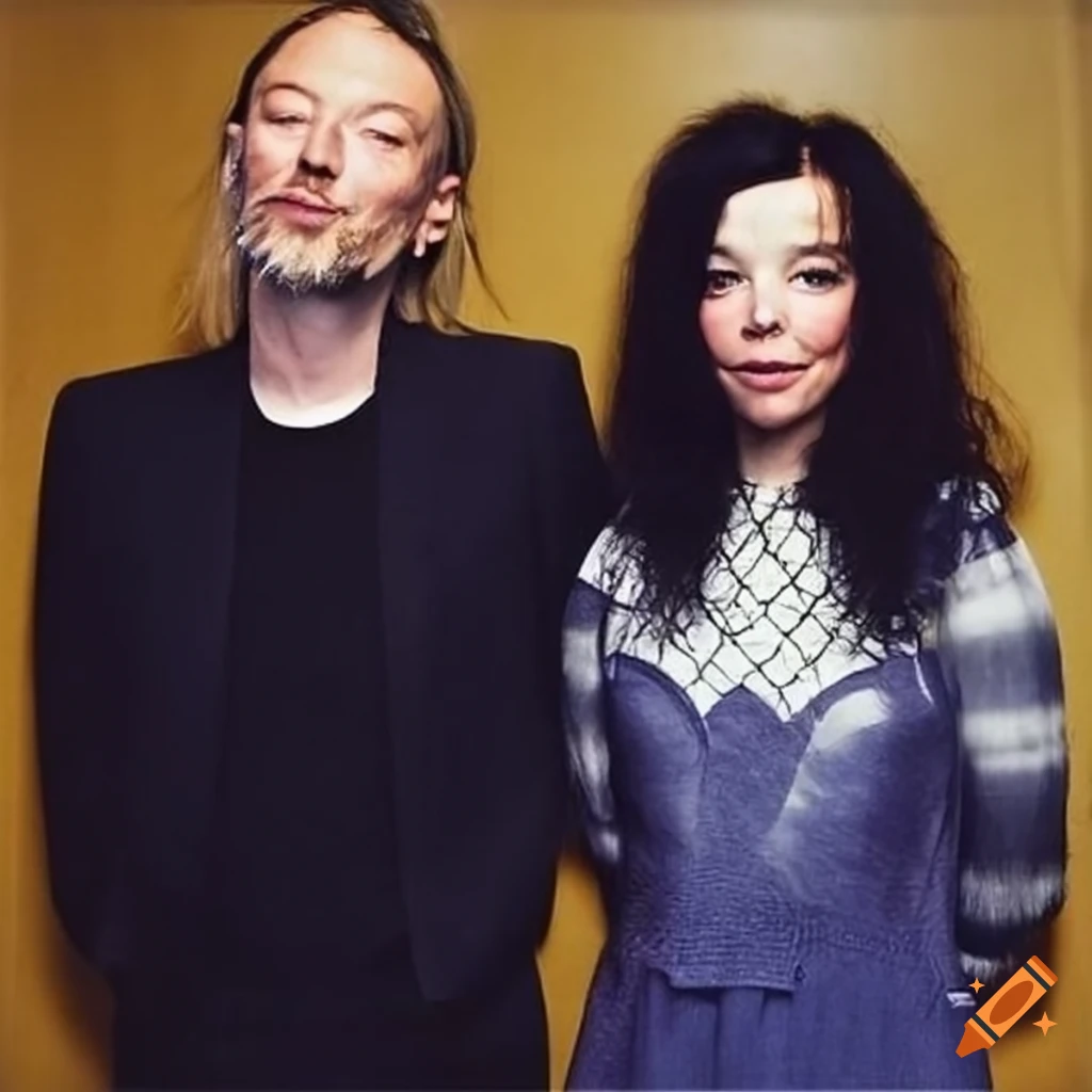 Thom yorke and bjork fan photo together on Craiyon