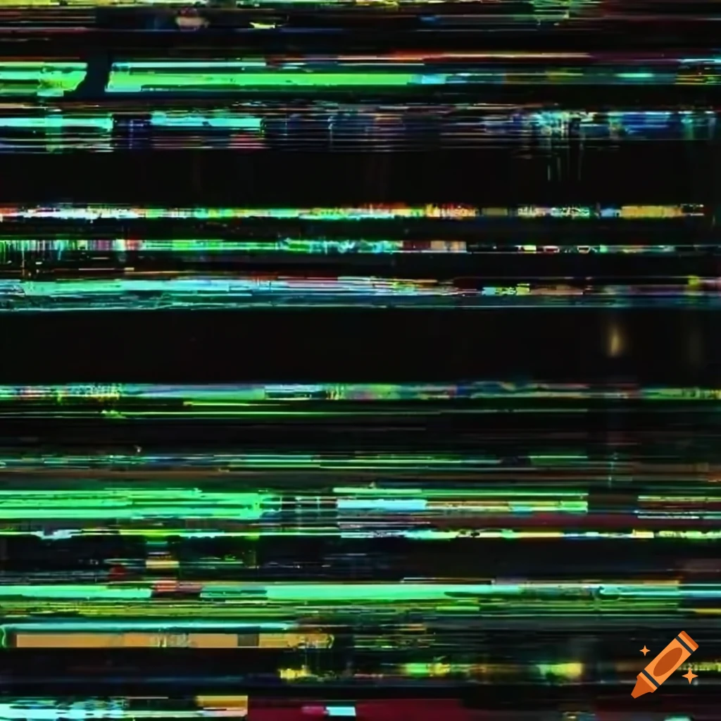 Glitching cracked computer screen leaking black fluids with glitchy grunge textures on Craiyon