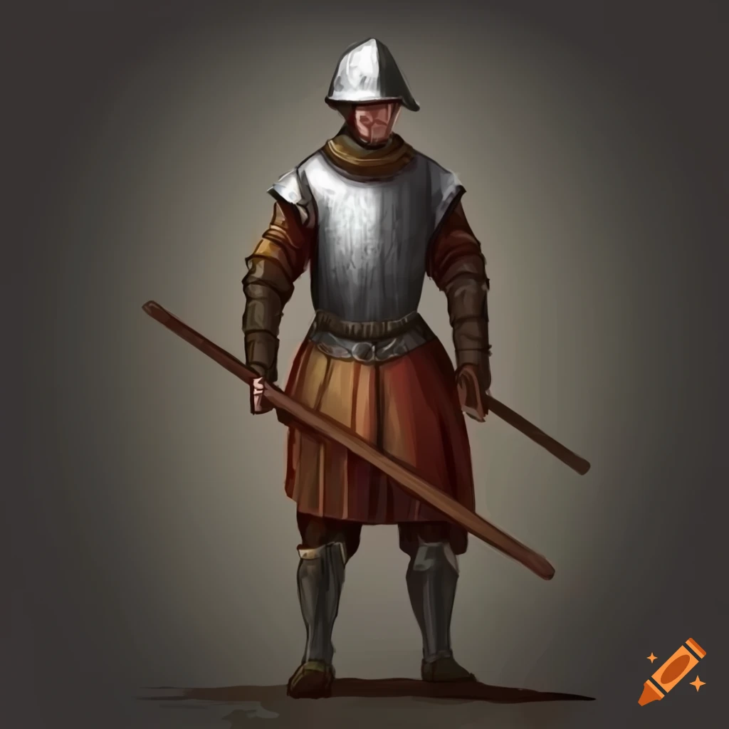 Medieval pikeman in game concept art on Craiyon