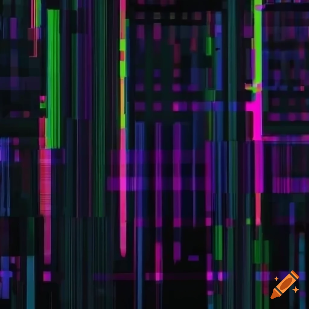 Glitch computer screen code on black background on Craiyon