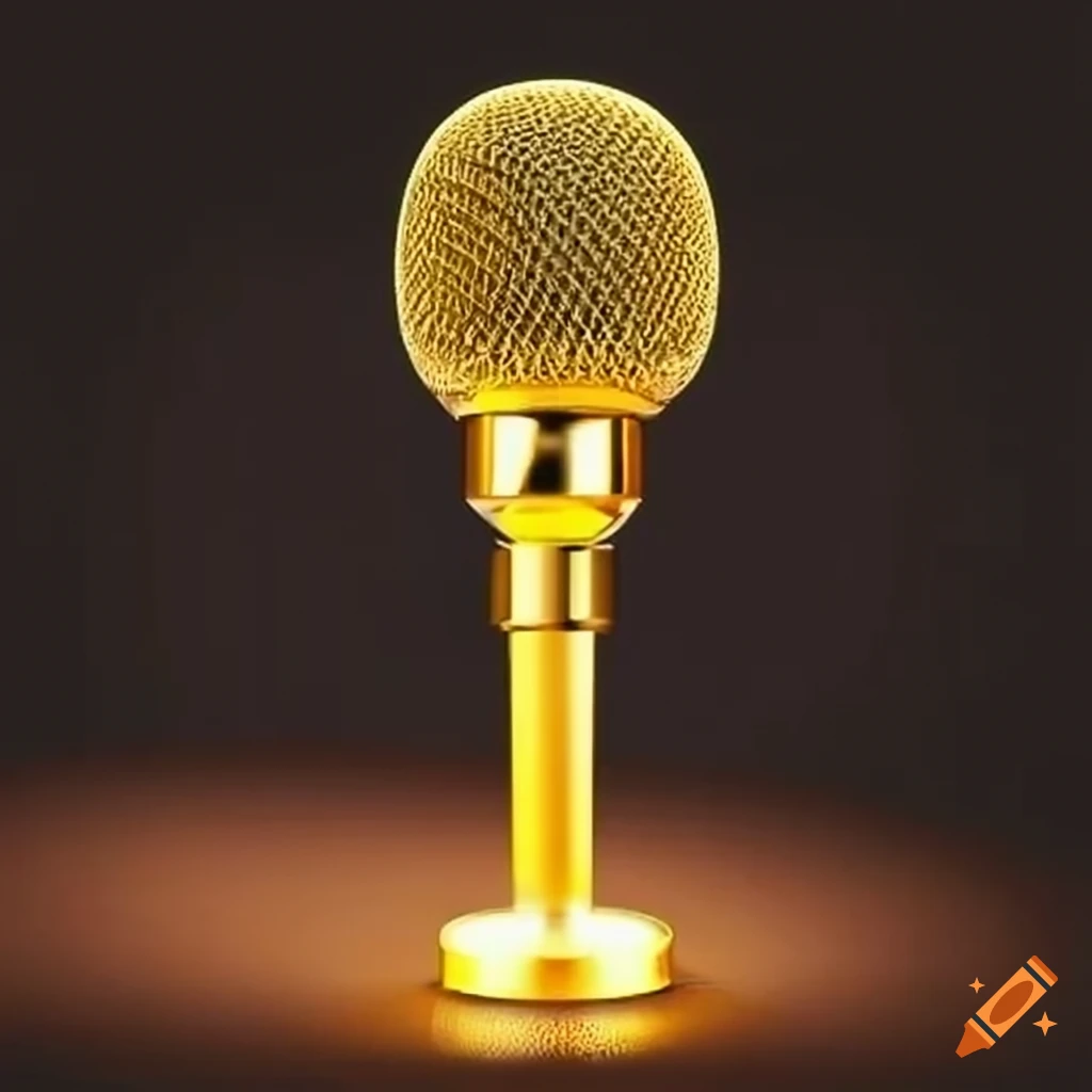Gold microphone award shining brightly on Craiyon