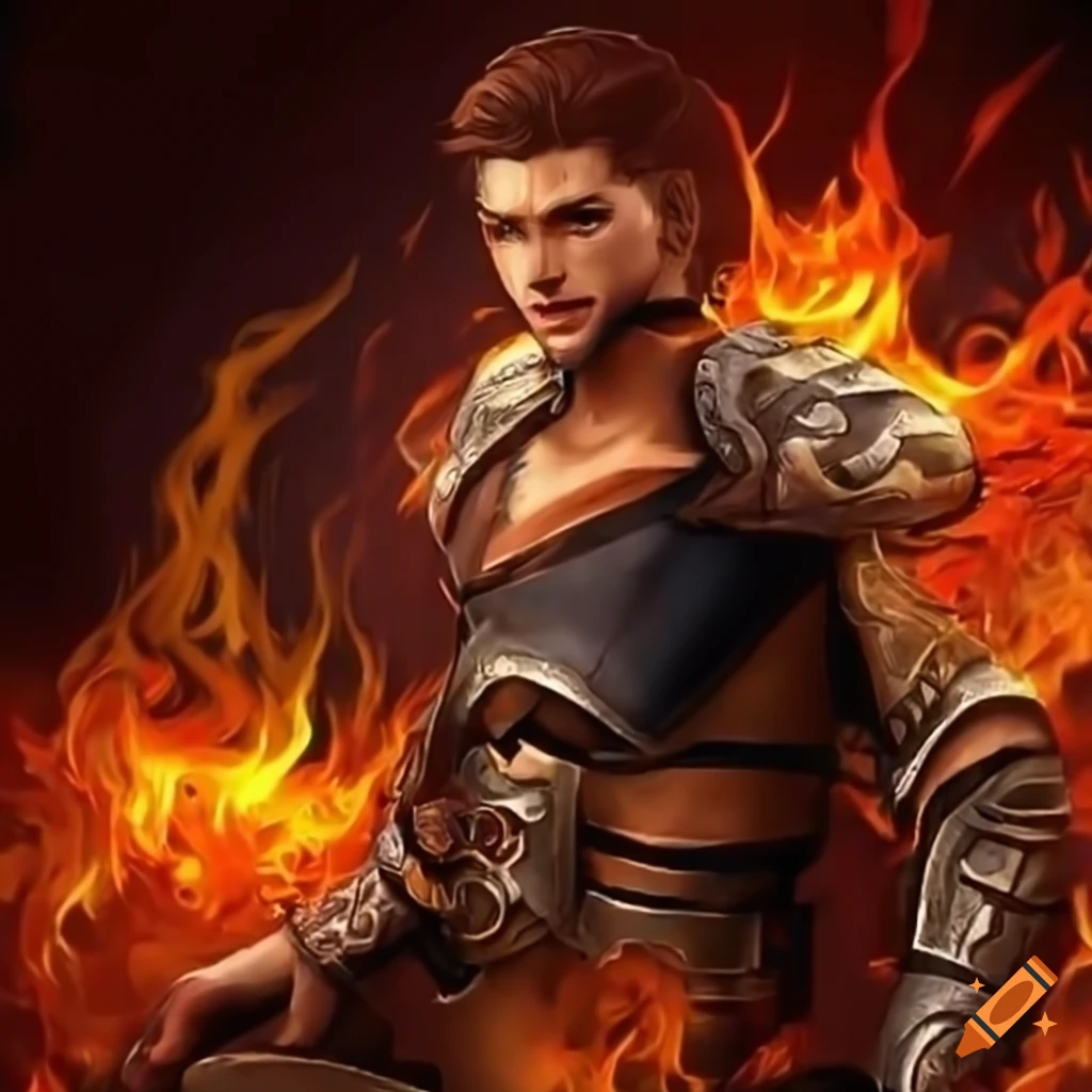 Handsome fire warrior on Craiyon