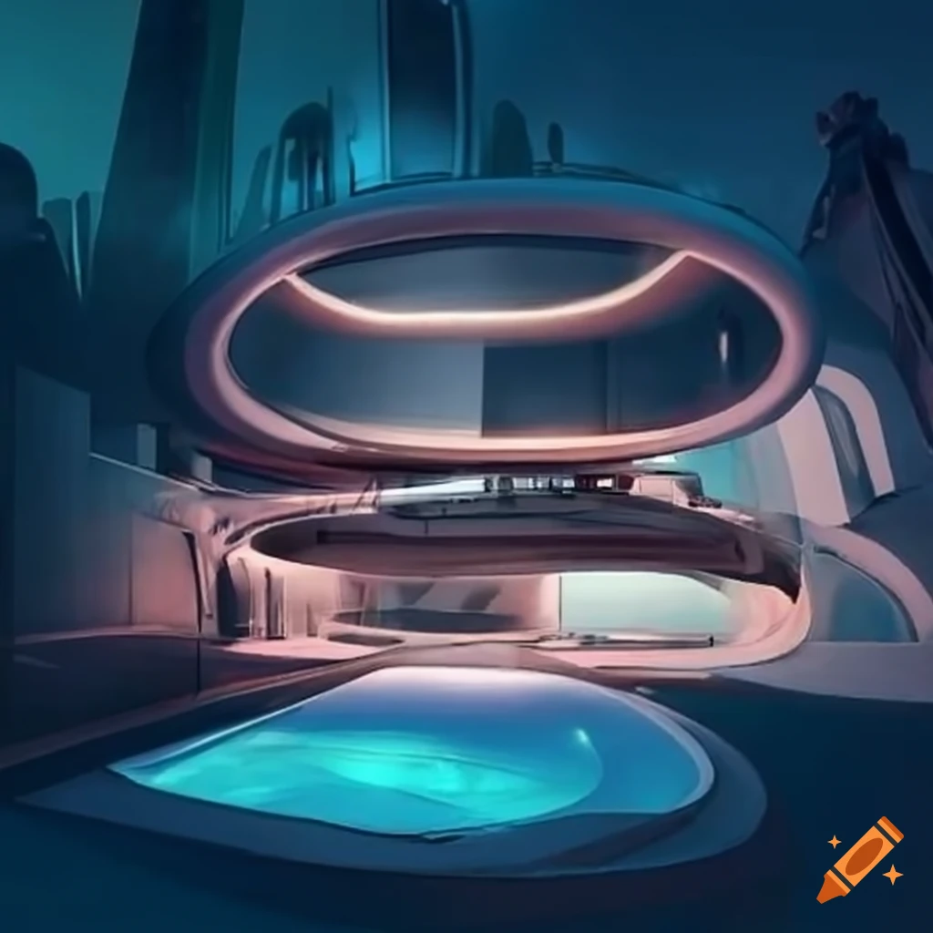 Futuristic mansion on Craiyon