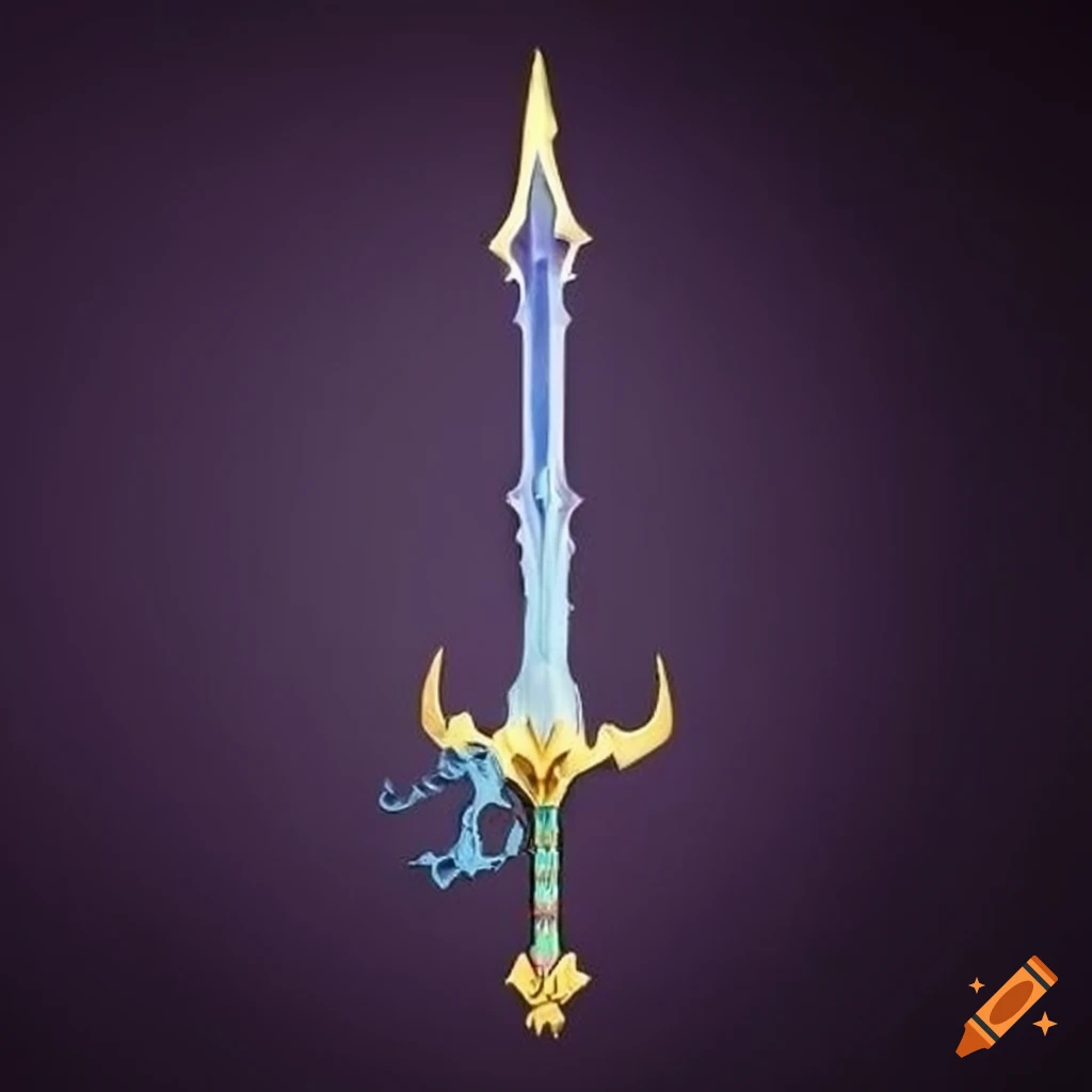Magic intricate curved master sword on Craiyon