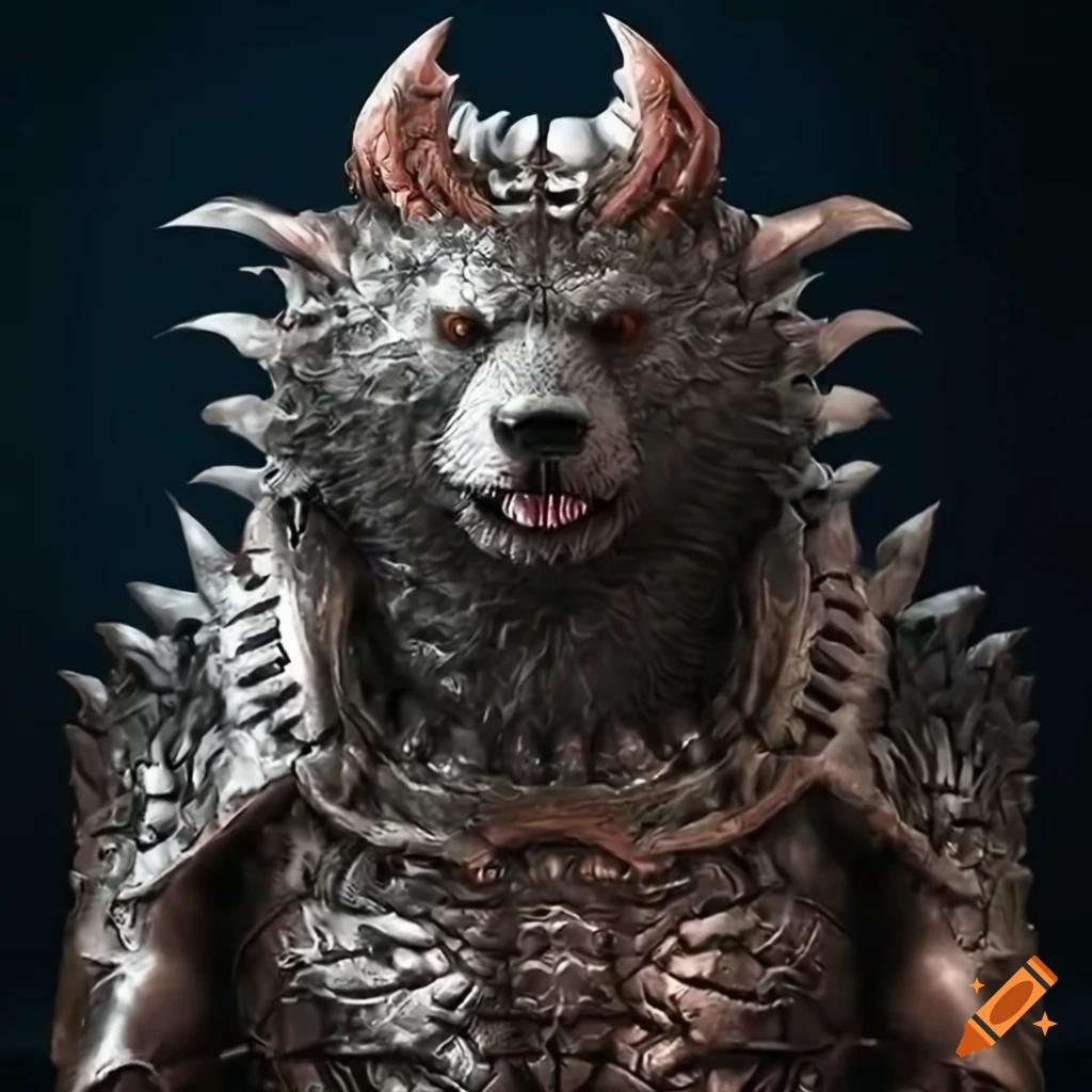 Metallic armor bear dragon fusion on Craiyon