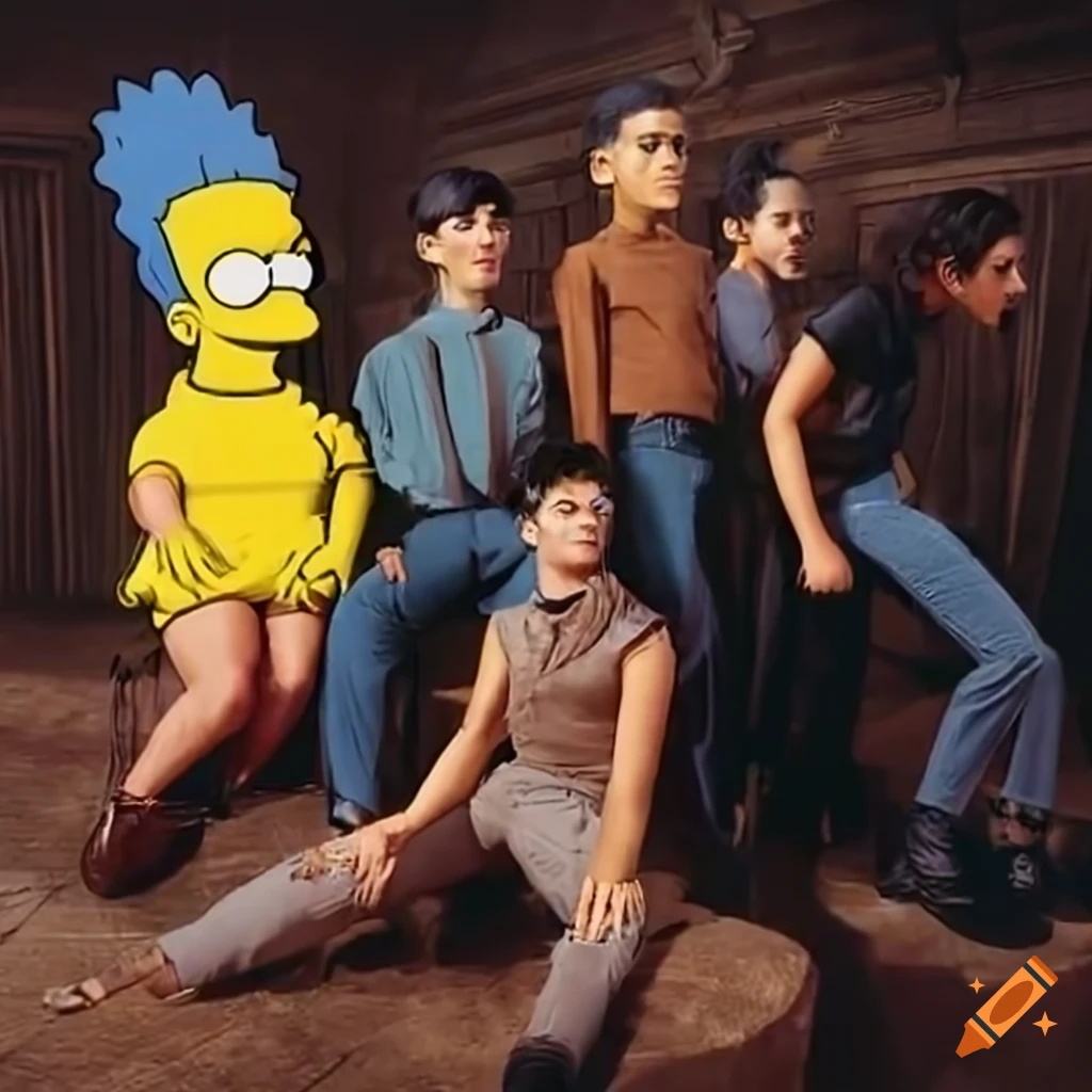 Simpson characters in The Outsiders theme on Craiyon