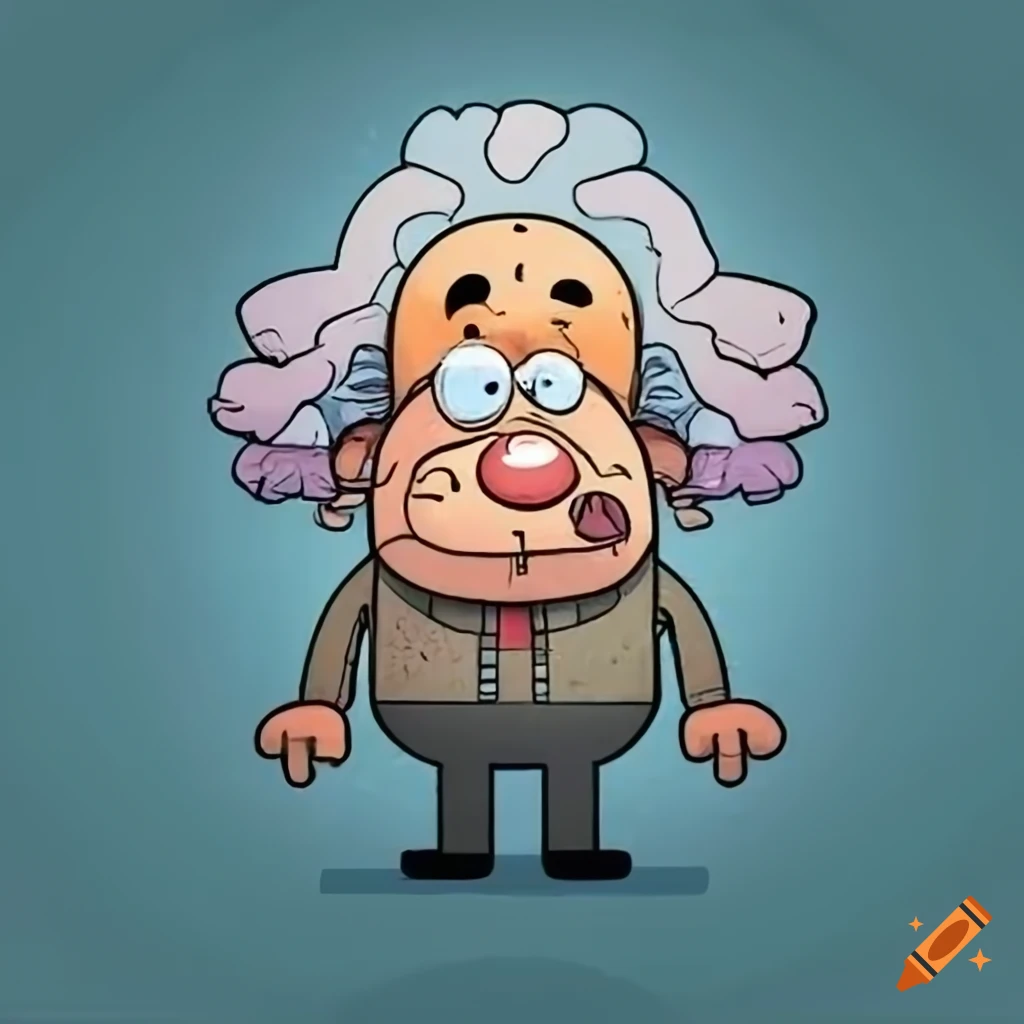 Colorful cartoon of Albert Einstein escaping from prison on Craiyon