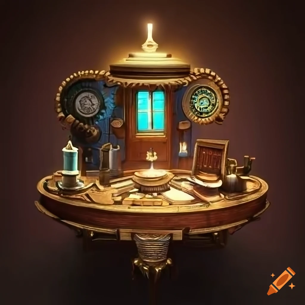 Steampunk tardis console room on Craiyon