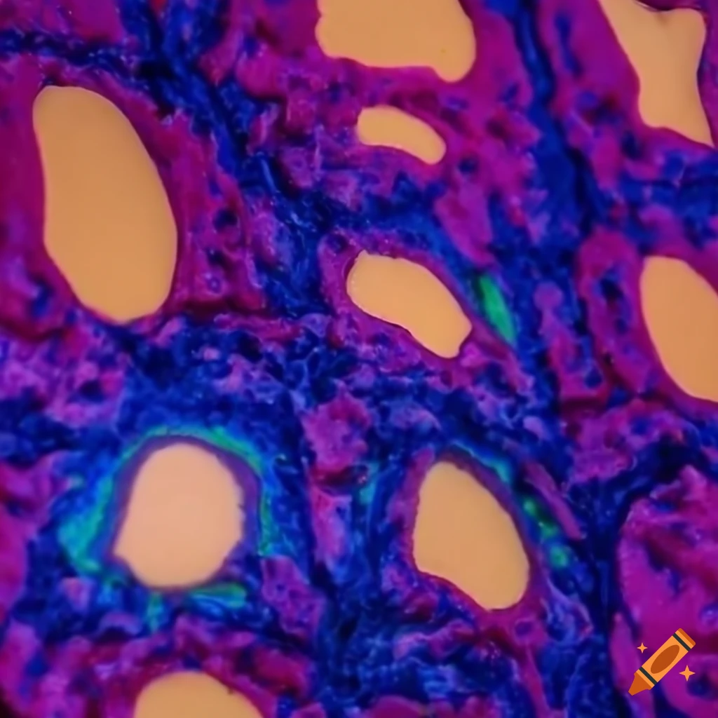 Macro view of colorful biological tissue with triadic colors on Craiyon