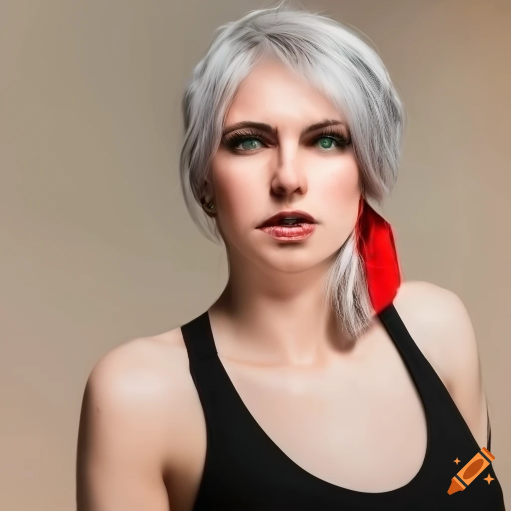 Portrait Of A Young Irish Woman With Green Eyes And Silver Blond Hair