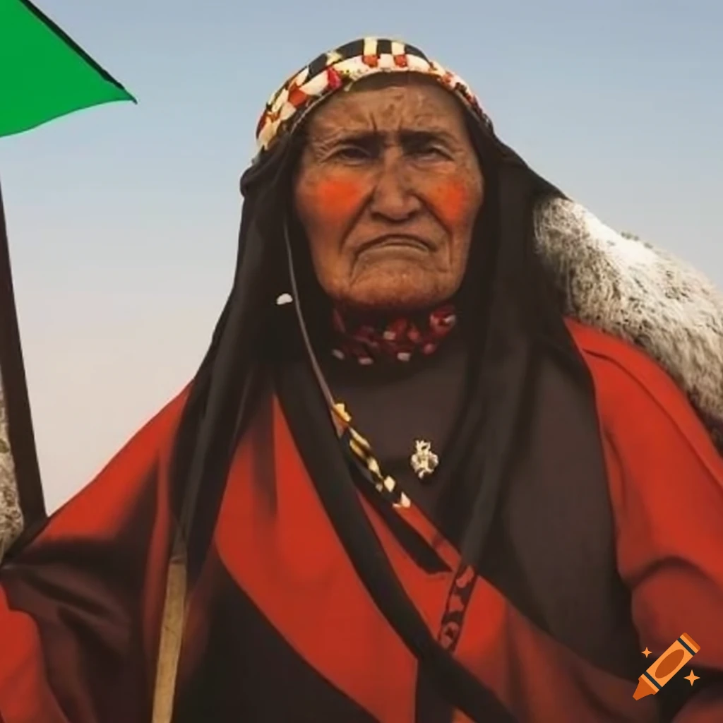 Geronimo wearing colors inspired by the palestine flag on Craiyon
