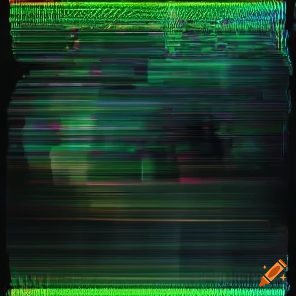 Glitching cracked screen with black fluids, computer screen code and ...