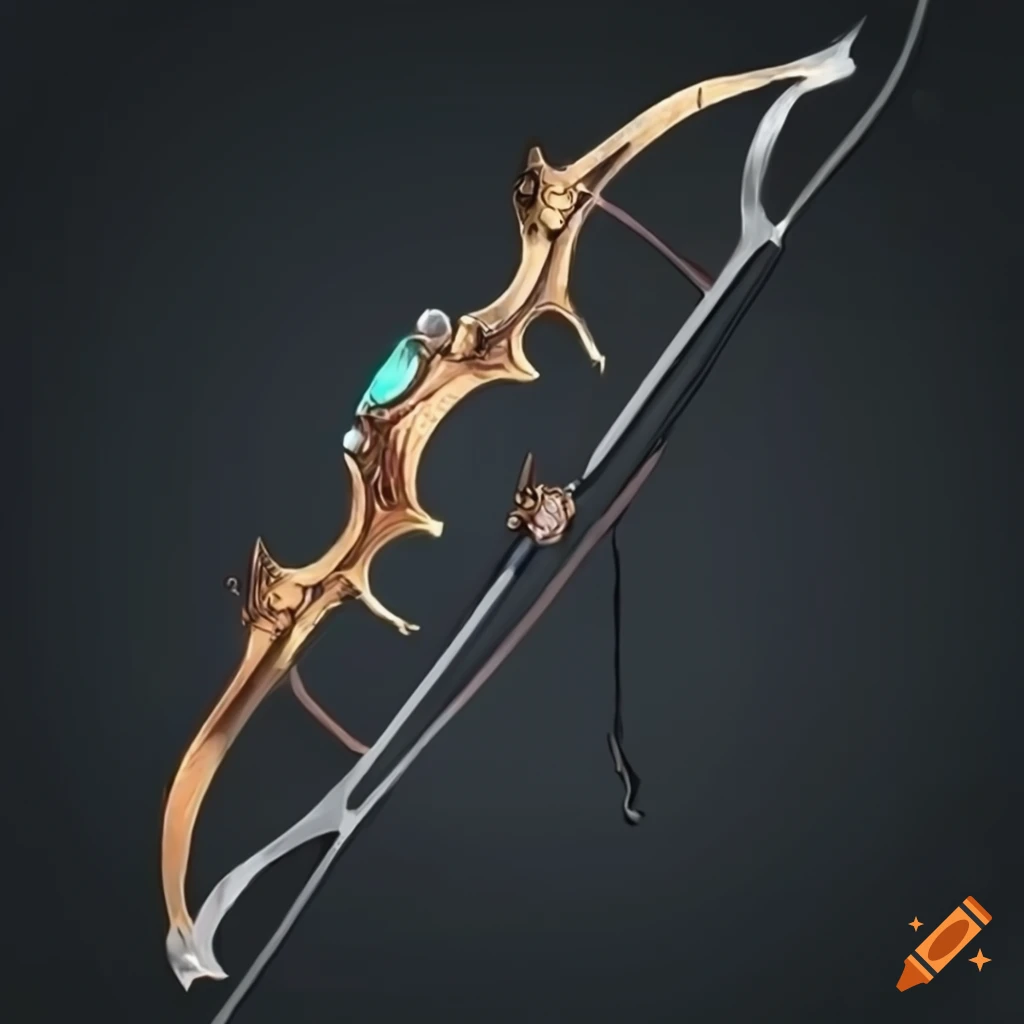 Intricately detailed fantasy bow with shadow flame on Craiyon