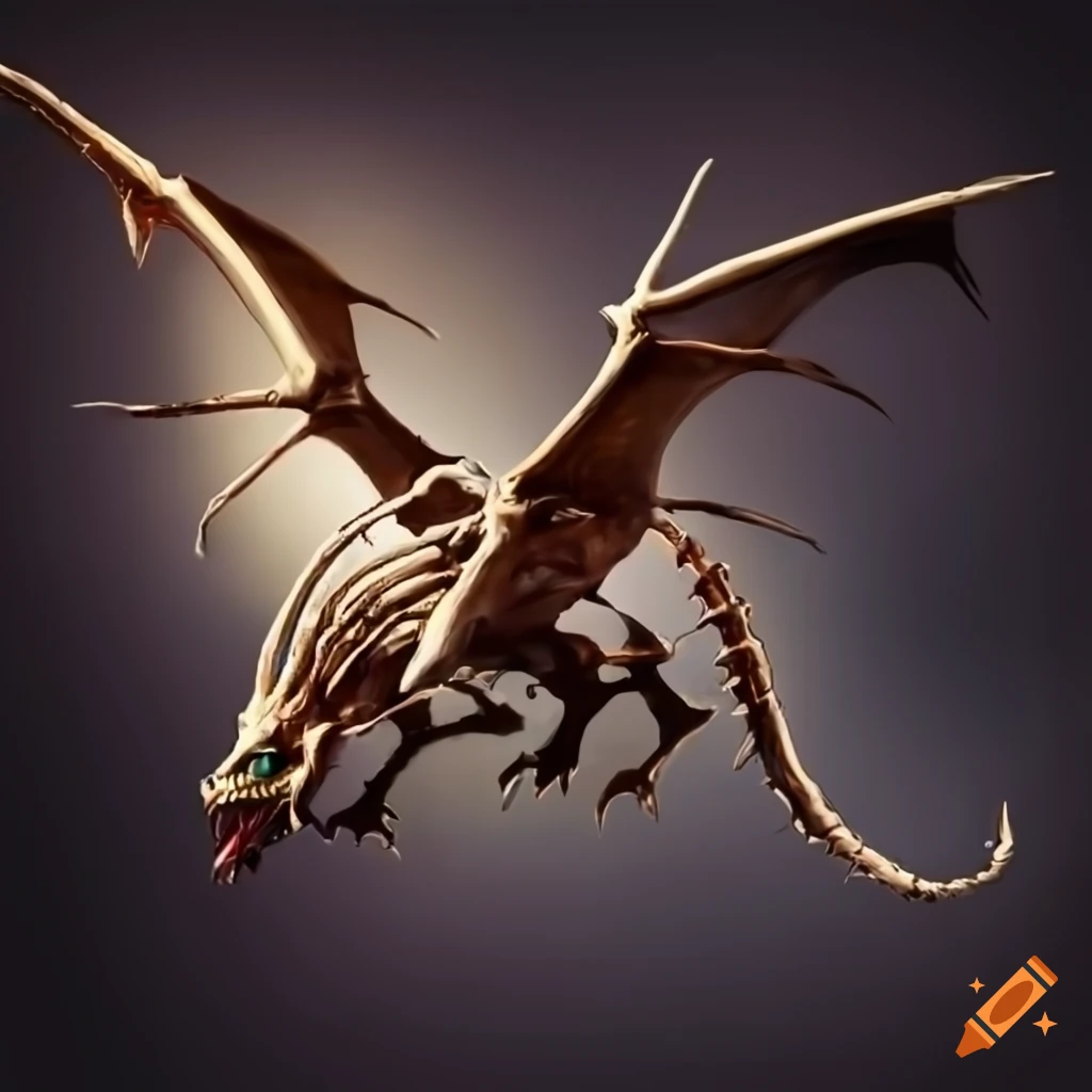 Skeleton dragon flying on Craiyon