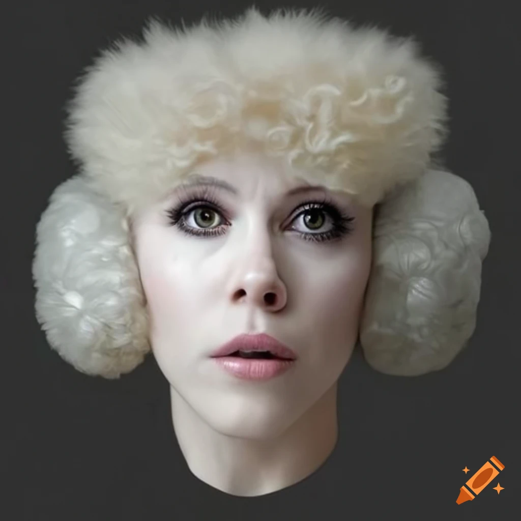 Iridescent white latex mask resembling Mary Elizabeth Winstead's face ...